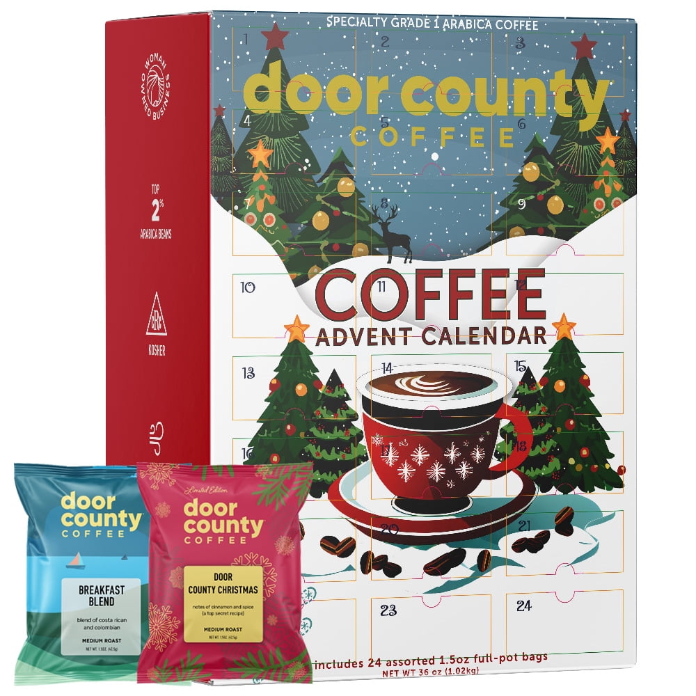 Door County Coffee 2024 Christmas Advent Calendar, Candy Cane Mocha, 24 Unique Coffees, GROUND ...