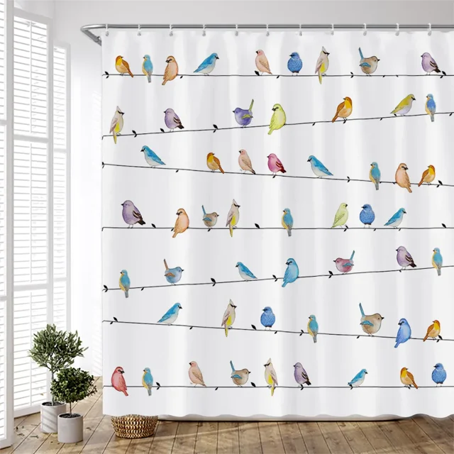 2024 Dreamfire Cartoon Colorful Birds Shower Curtains Creative Design