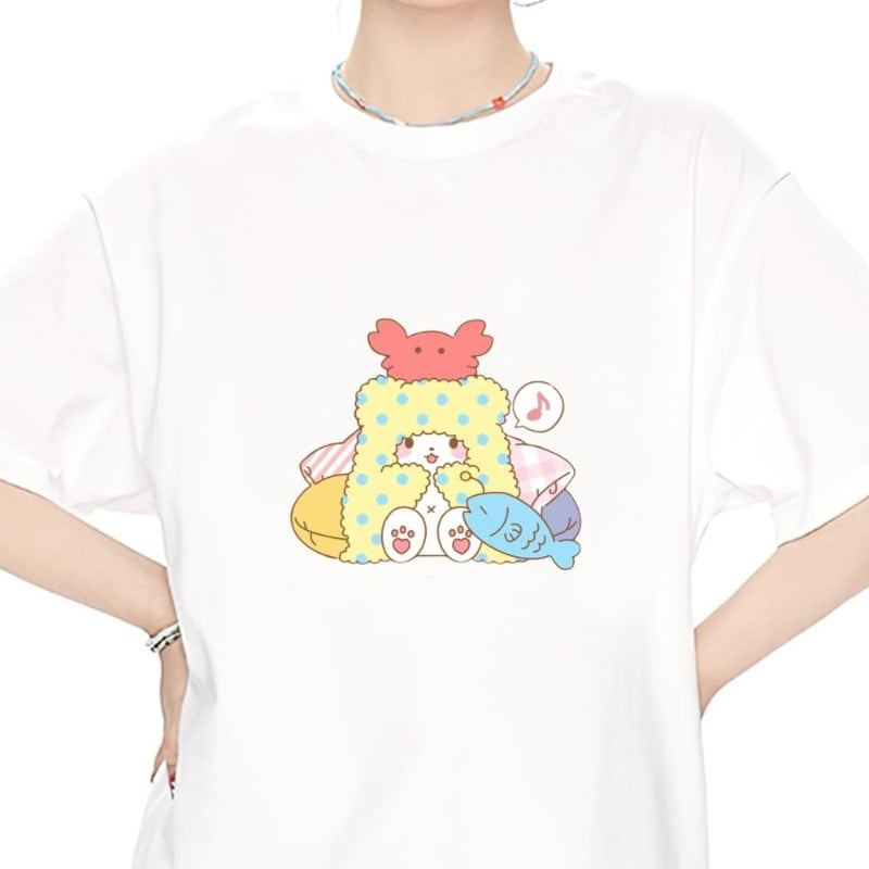2024 Dreamfire Sanrio Cute M-Moppu T Shirt Women Couple Combination ...