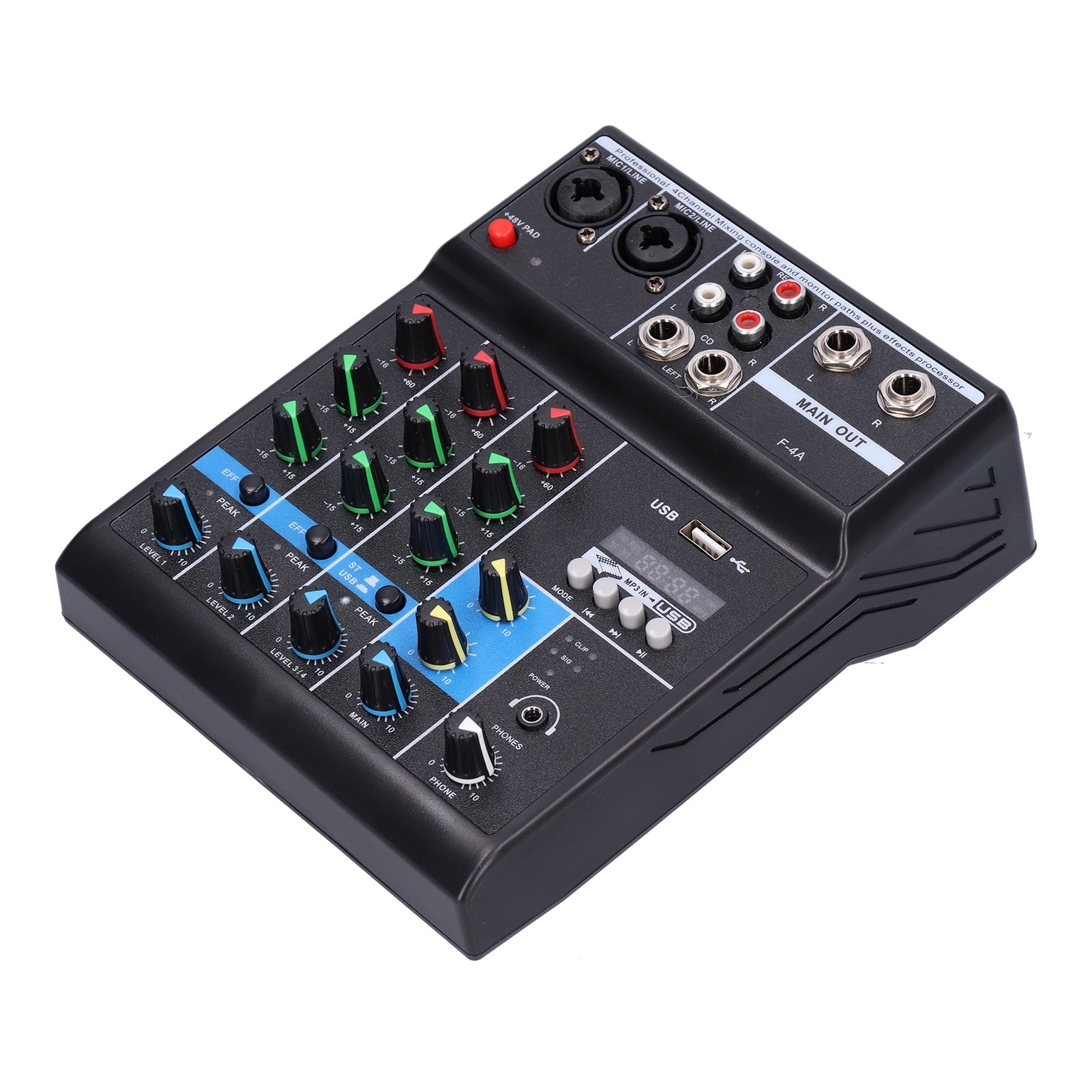 2024 F4A 4 Channel Live Mixer Low Noise Professional Stereo USB Audio ...