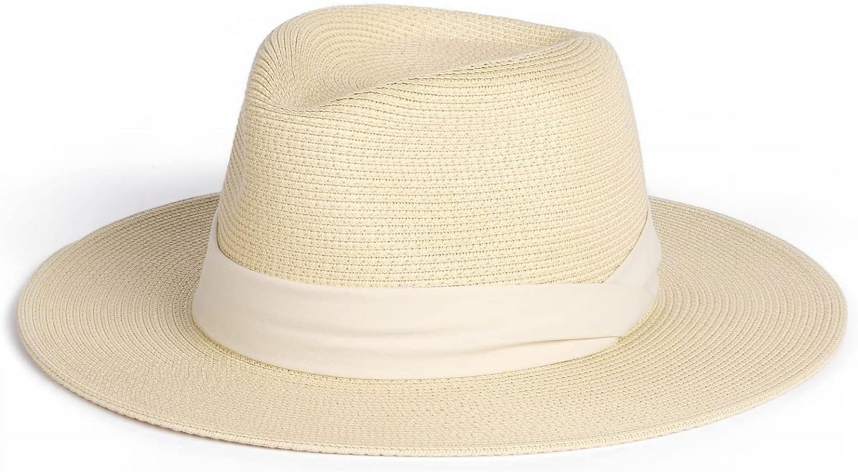 2024 Furtalk Womens Mens Wide Brim Straw Panama Hat Fedora Summer Beach