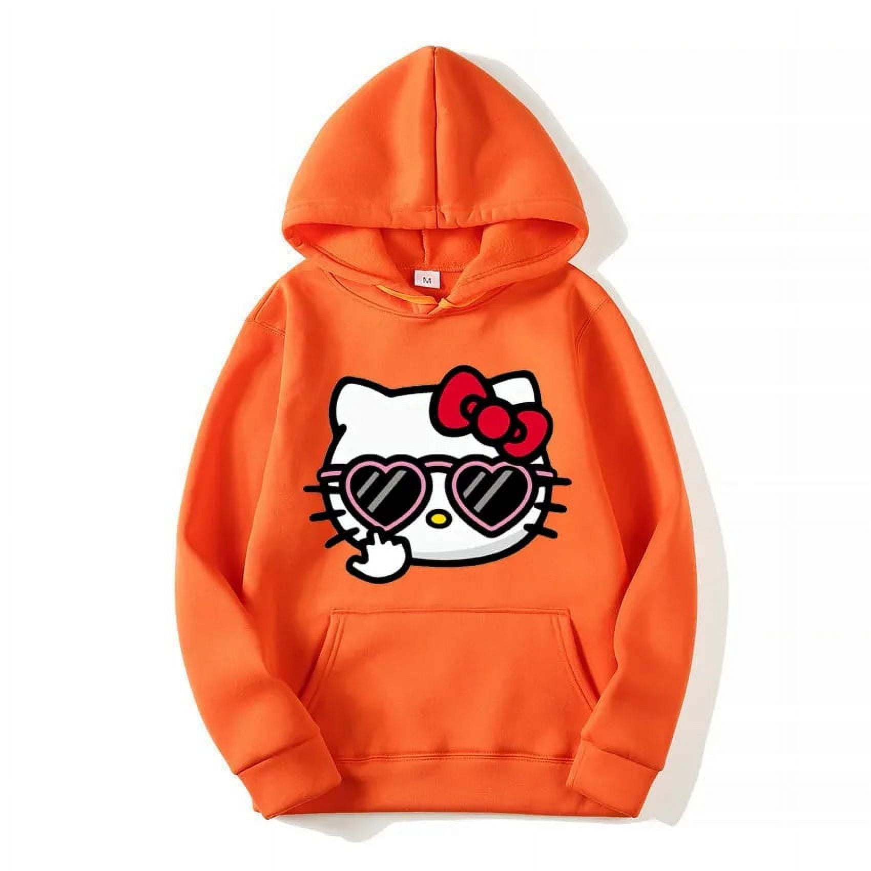2024 Fashion Kawaii Sanrio Hello Kitty Animation Hoodie Women Solid ...