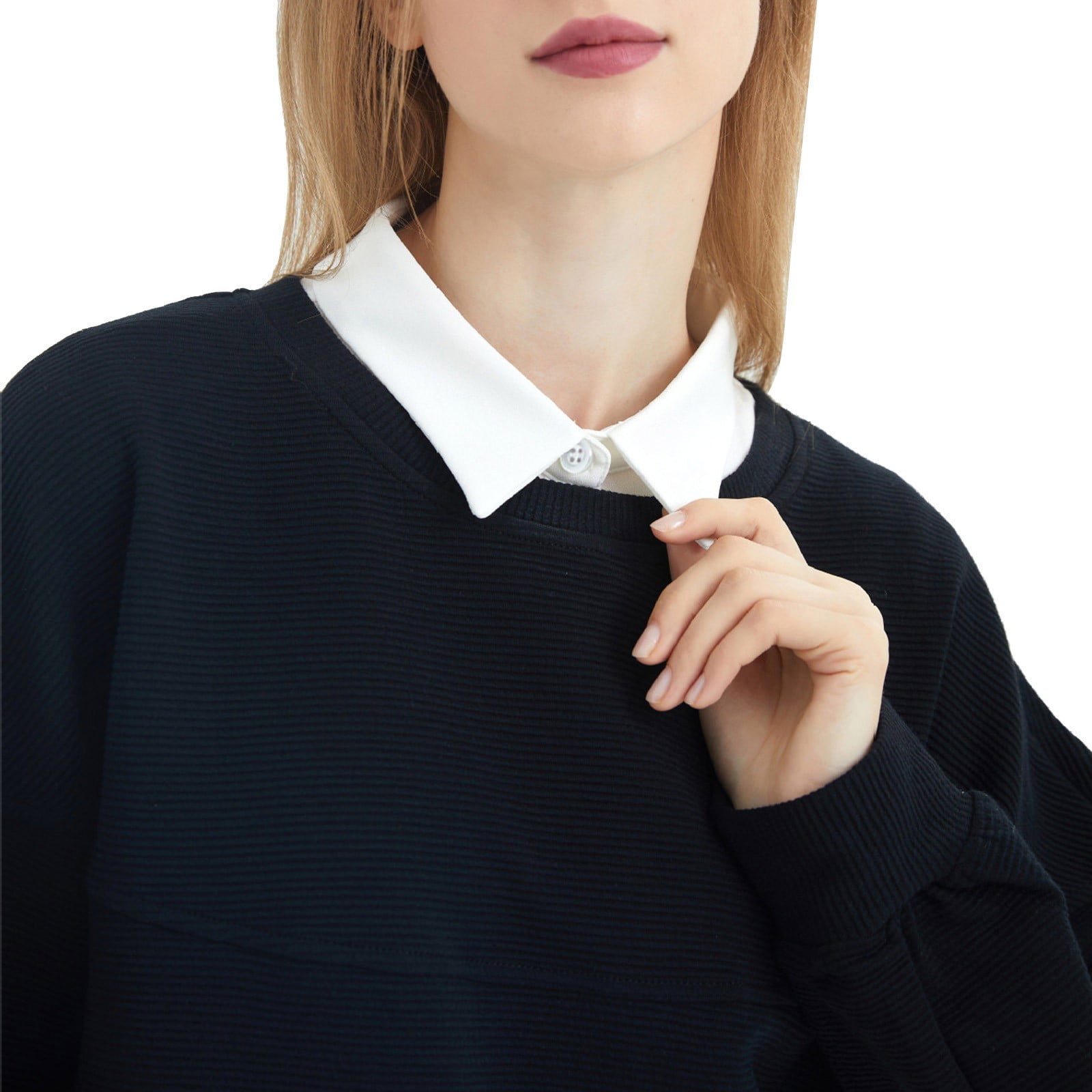 2024 Fashion New Women Solid Ruffle Detachable Jeweled Top Blouse with ...