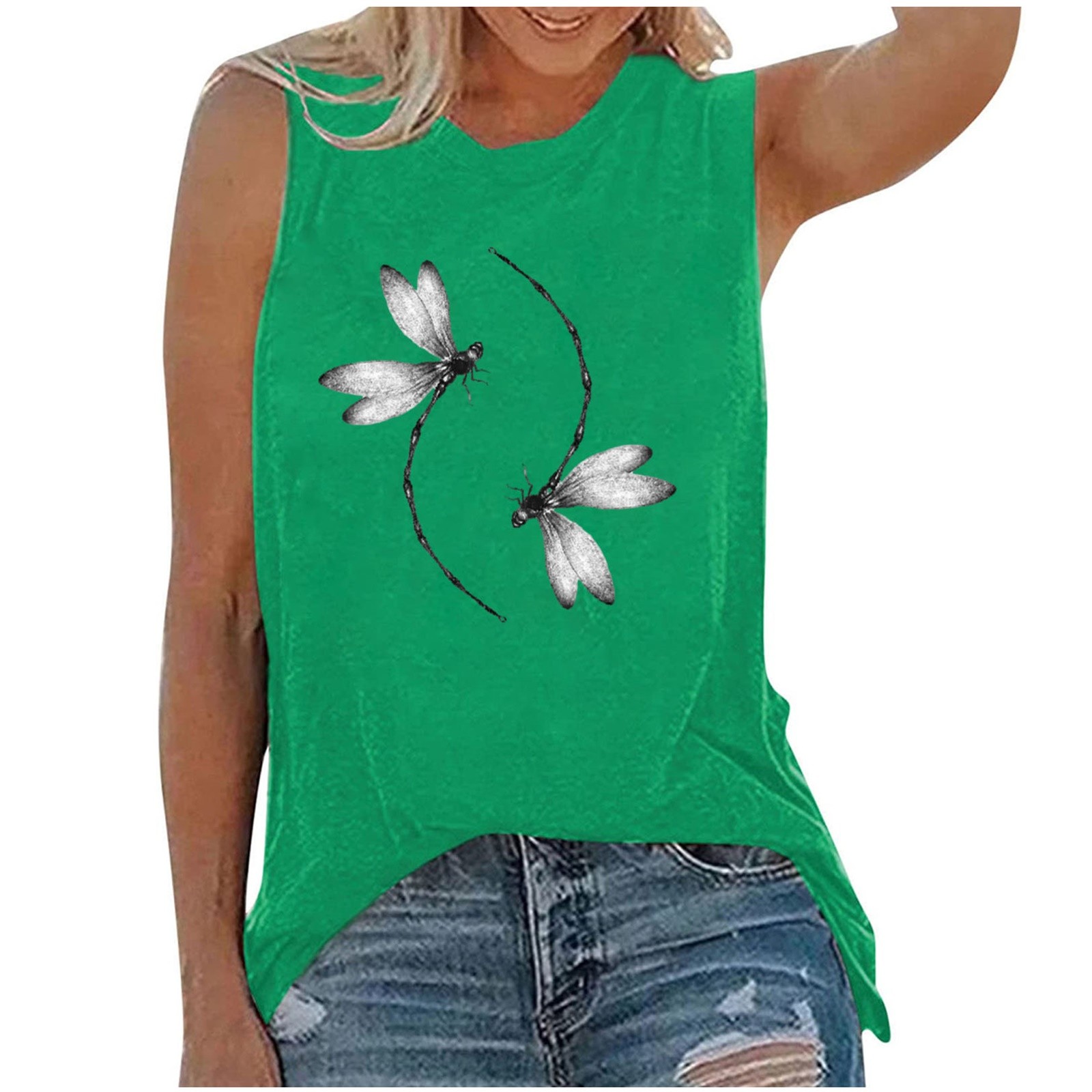 2024 Fashion Print Summer Tank Tops for Women Vacation Casual Beach ...
