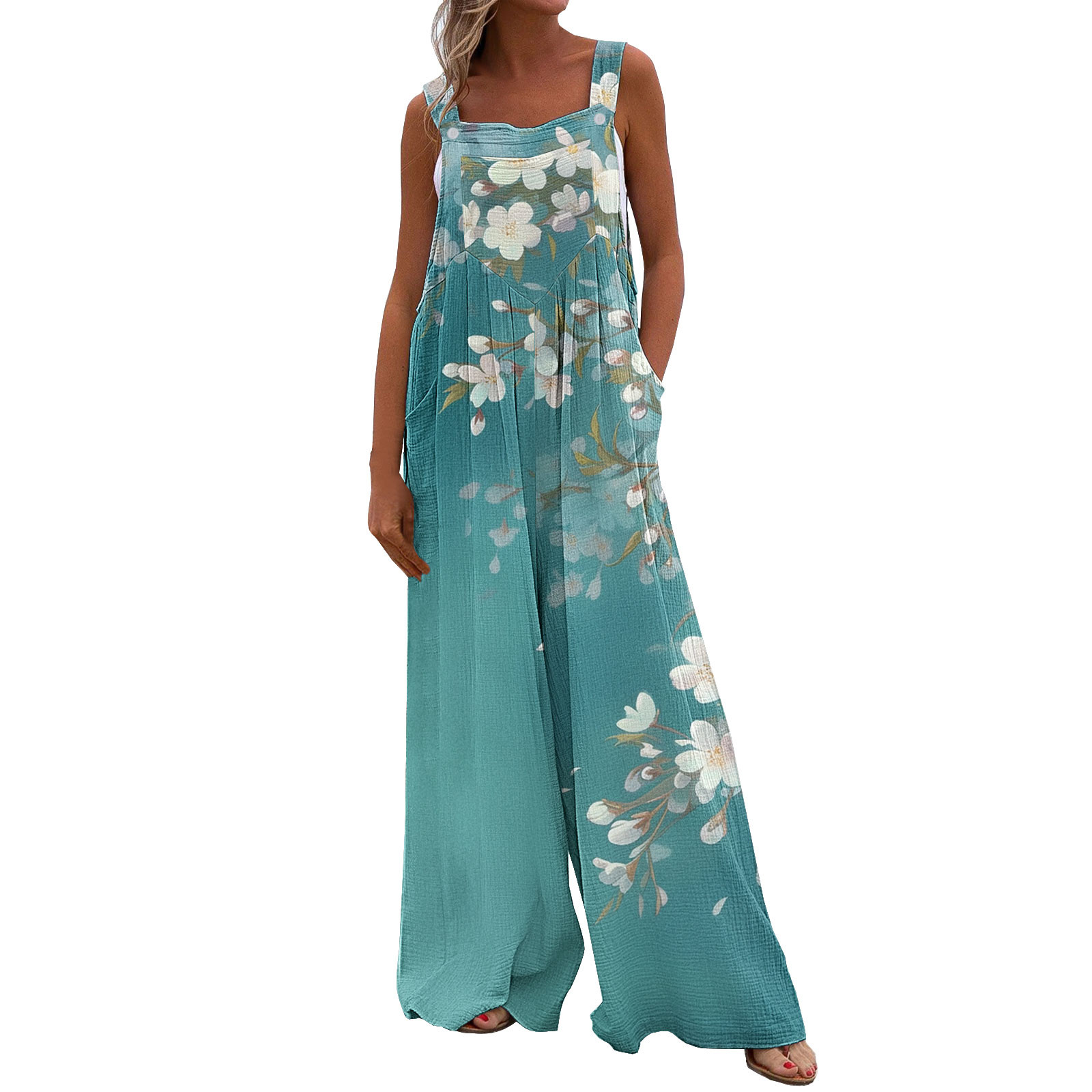 2024 Fashion Trend Printed Jumpsuit, Women's Casual Loose Summer ...