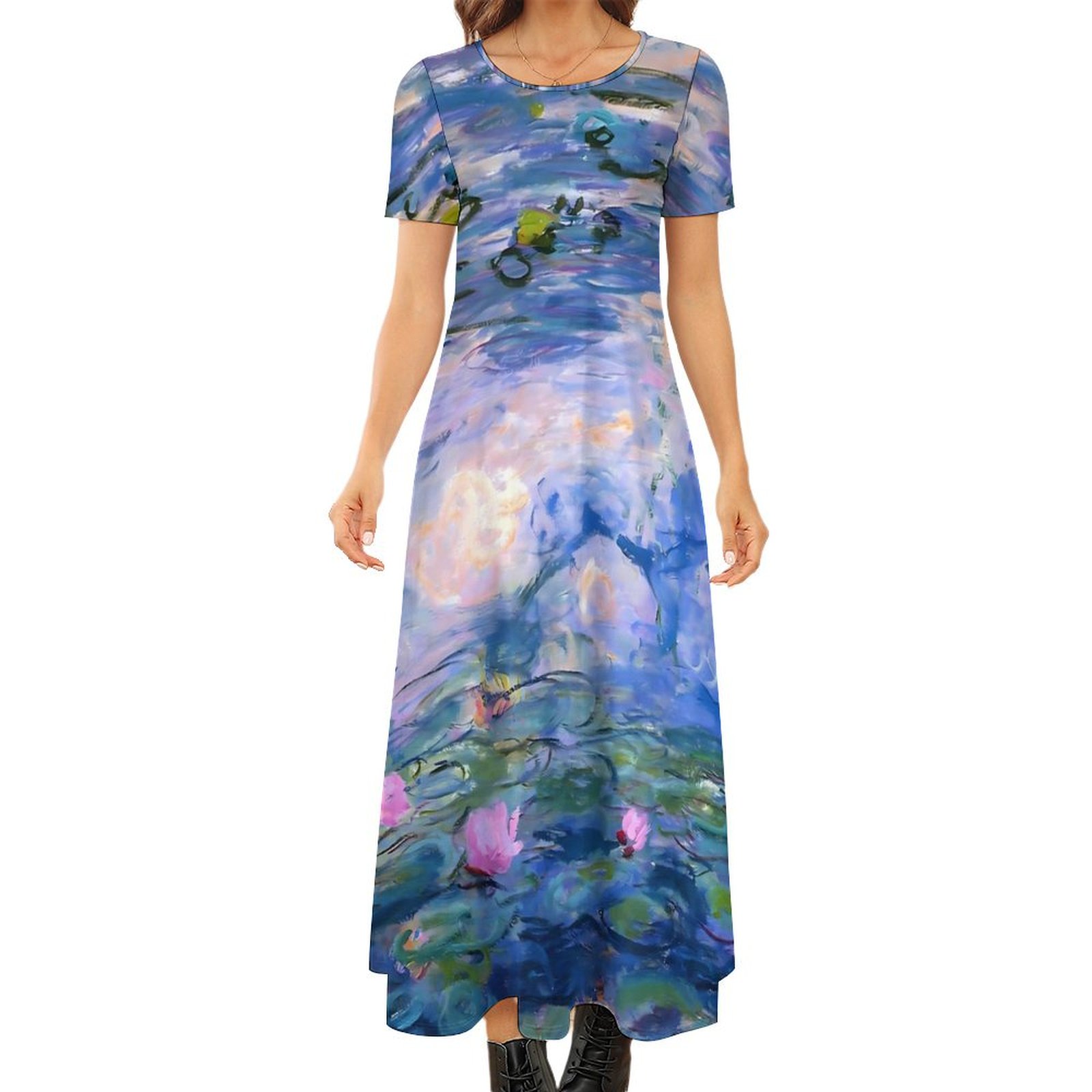 2024 Floral Oil Painting Dress Vintage Flower Cute Maxi Dress ...