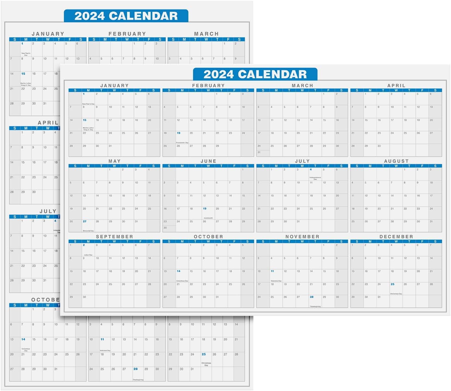 2024 Full Desk Calendar - 11 x 17” Large Size 12 Month Planner - 2 ...