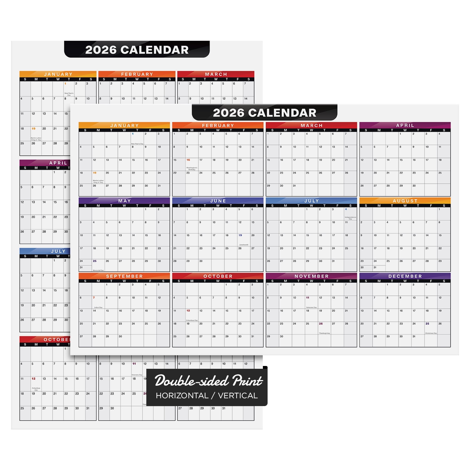 2026 Full Desk Calendar - 11 x 17” Large Size 12 Month Planner - 2 ...