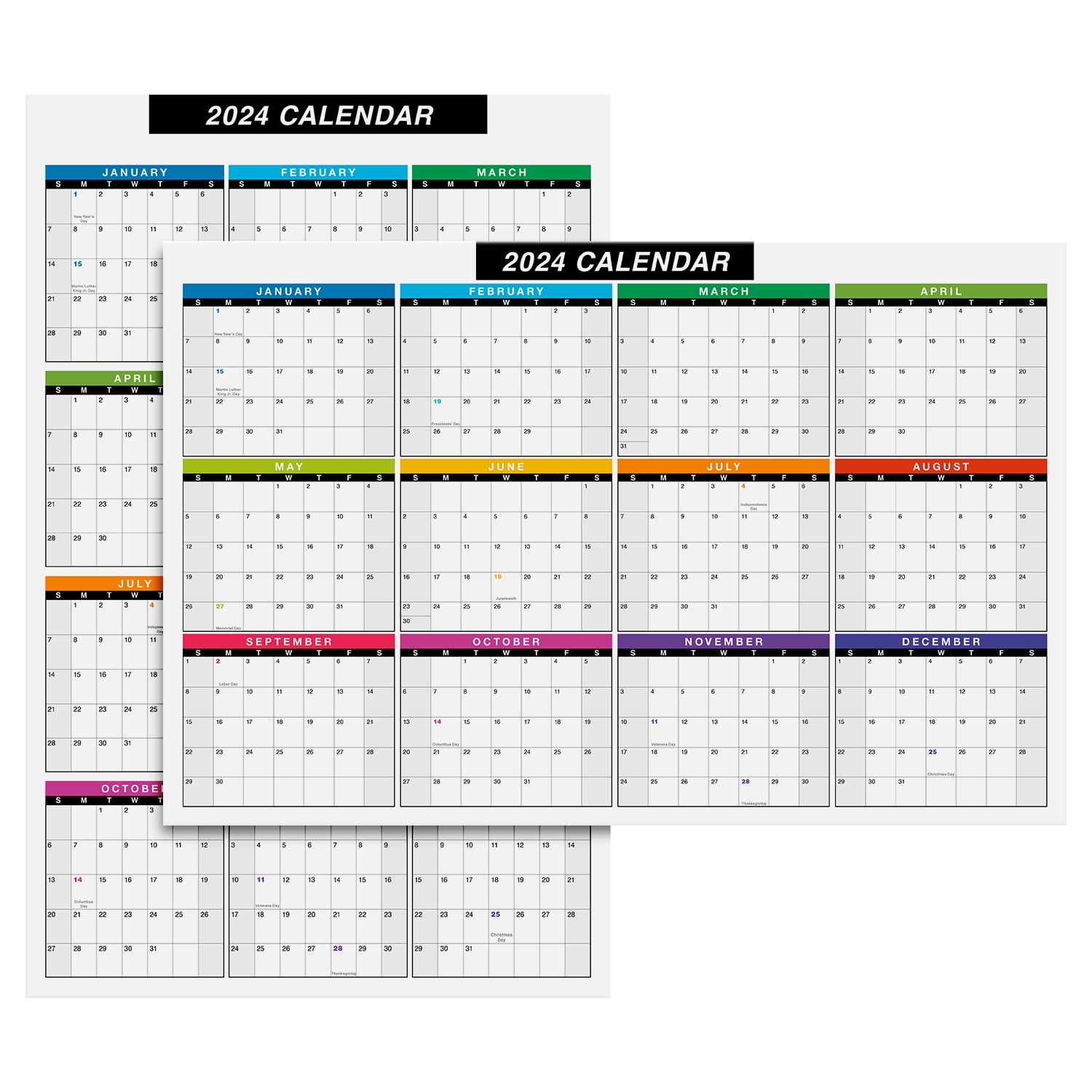 2024 Full Desk Calendar - 11 x 17” Large Size 12 Month Planner - 2 ...