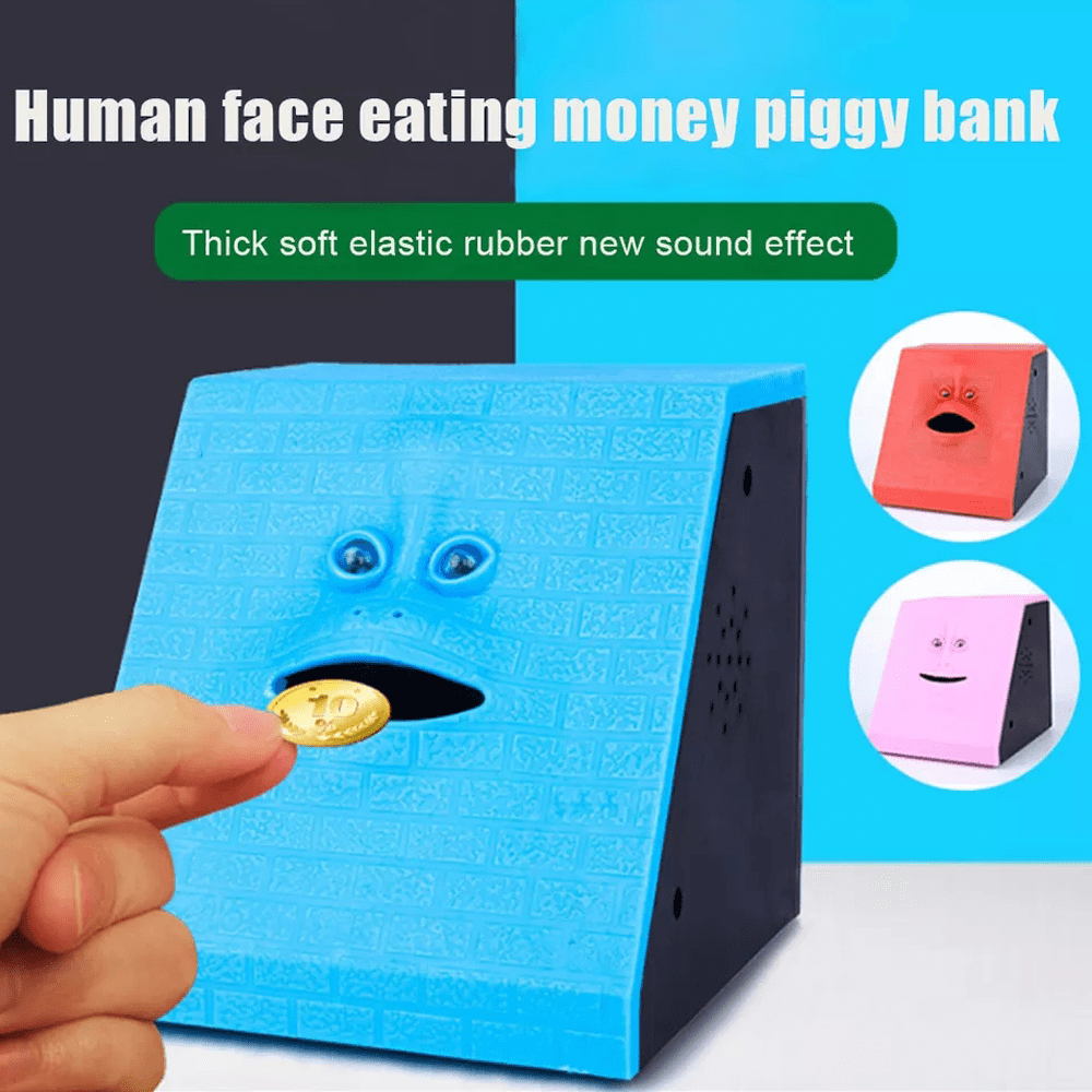 2024 Funny Facebank Face Piggy Bank, with Sensor Coin Eating Saving ...