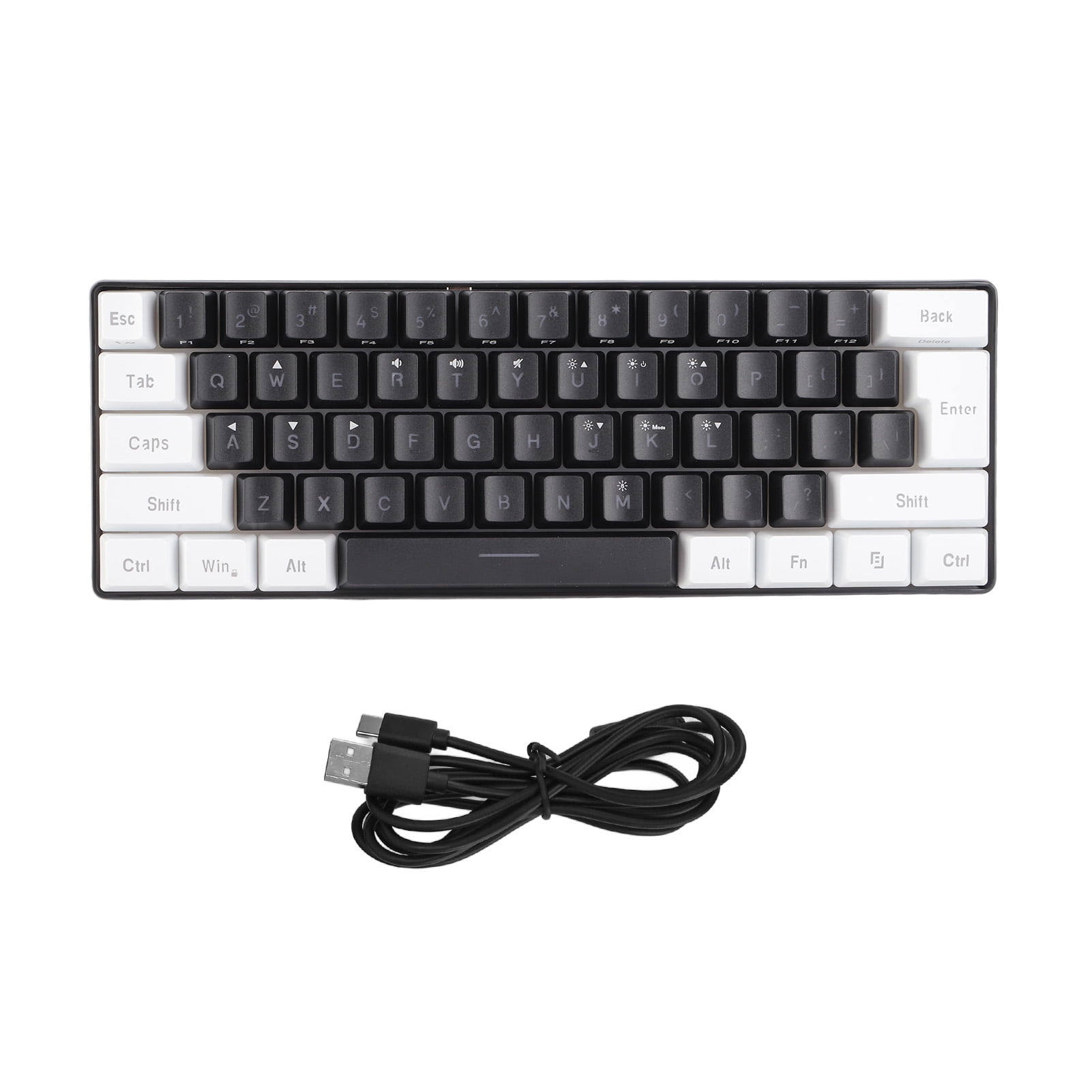 2024 G61 Mini RGB Keyboard LED Backlight 61 Keys Ergonomic Mechanical ...