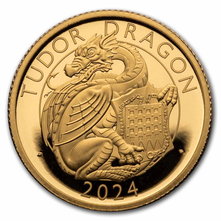 2024 GB Royal Tudor Beasts Tudor Dragon 1/4 oz Gold Prf (Box/COA ...
