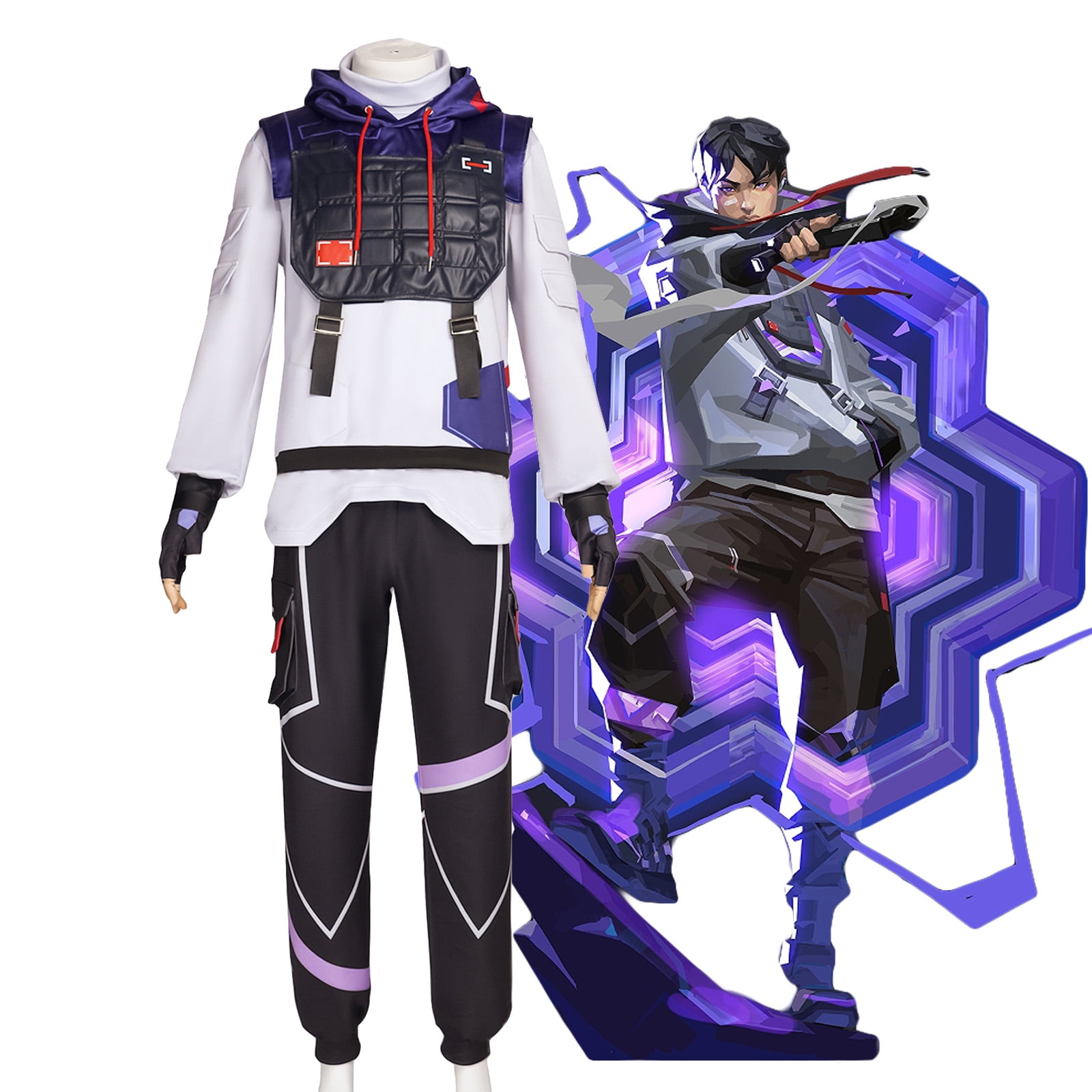 2024 Game Cosplay Costume Valorant ISO Hoodie Pant Vest Gloves Full Men ...