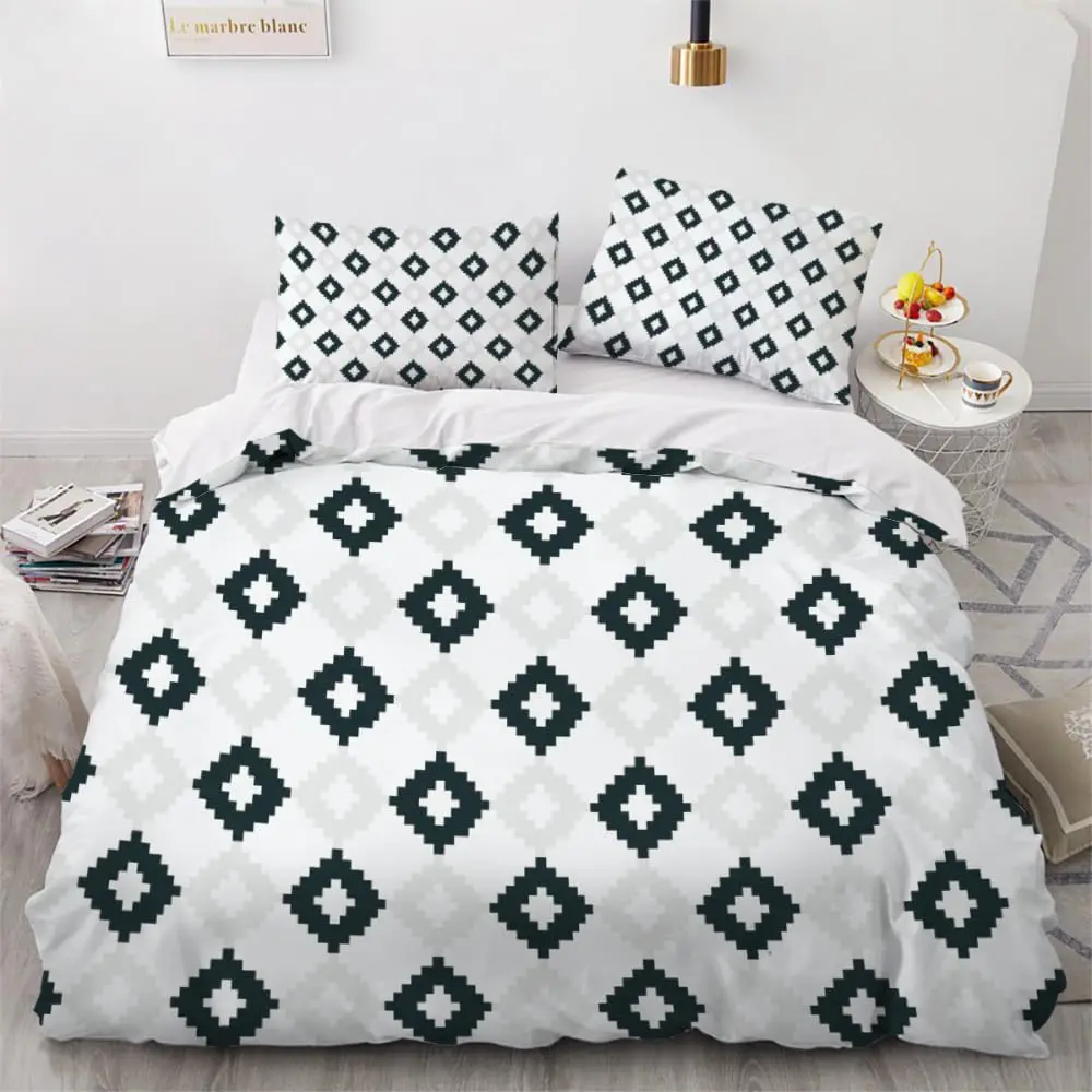 2024 Geometry Duvet Cover Set Simple Circles Grid Pattern Comforter ...