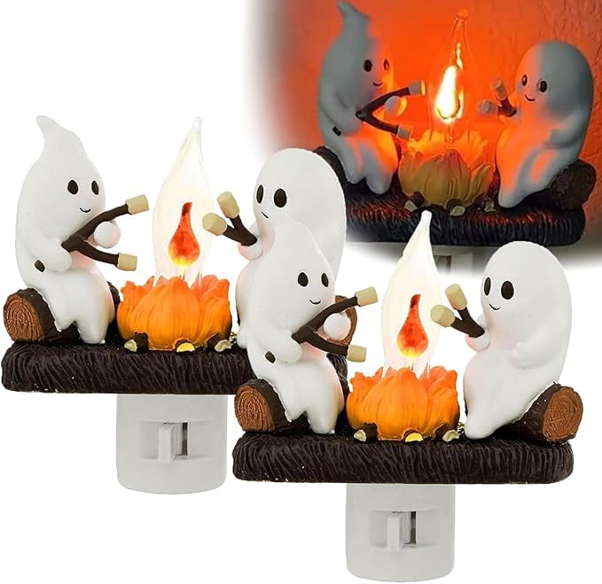 2024 Ghost Campfire Flickering Nightlight-2 Ghosts Roasting ...