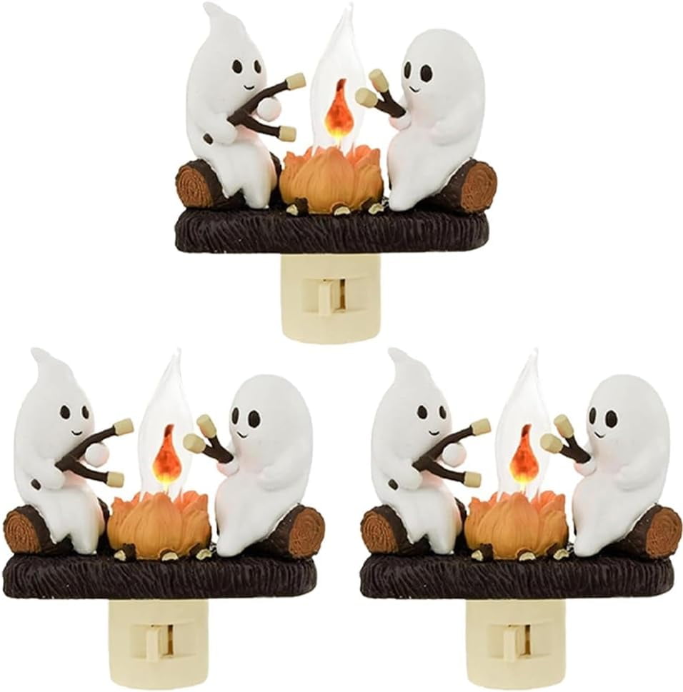 2024 Ghost Campfire Flickering Nightlight, 3D Spooky Fire Marshmallow ...