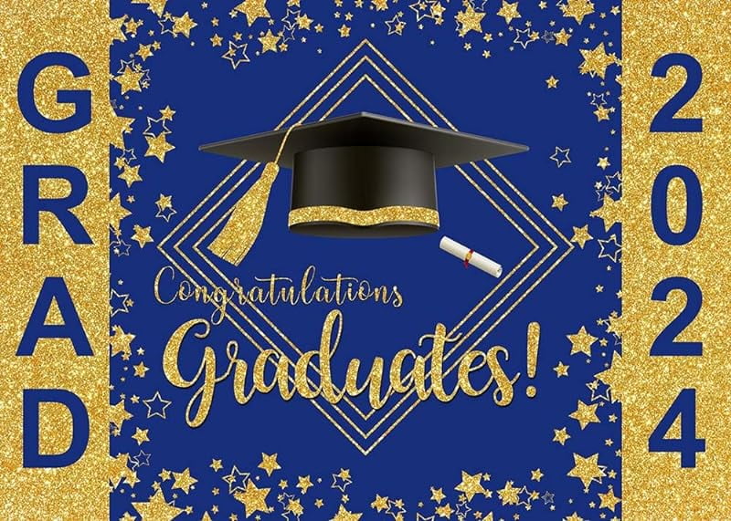 2024 Graduation Backdrop for Photography Black and Gold Class of 2024 ...