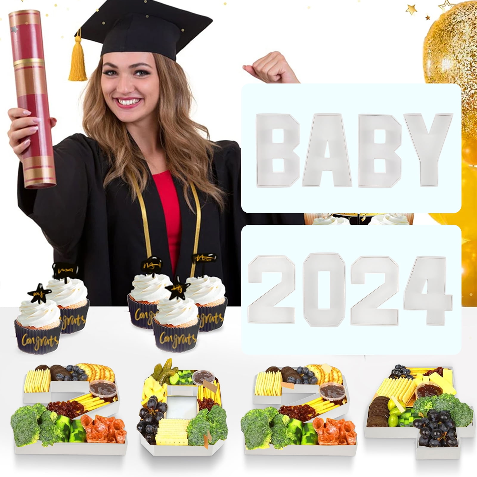 2024 Graduation Cardboard Number for Charcuterie 10.2'' Fillable Paper ...
