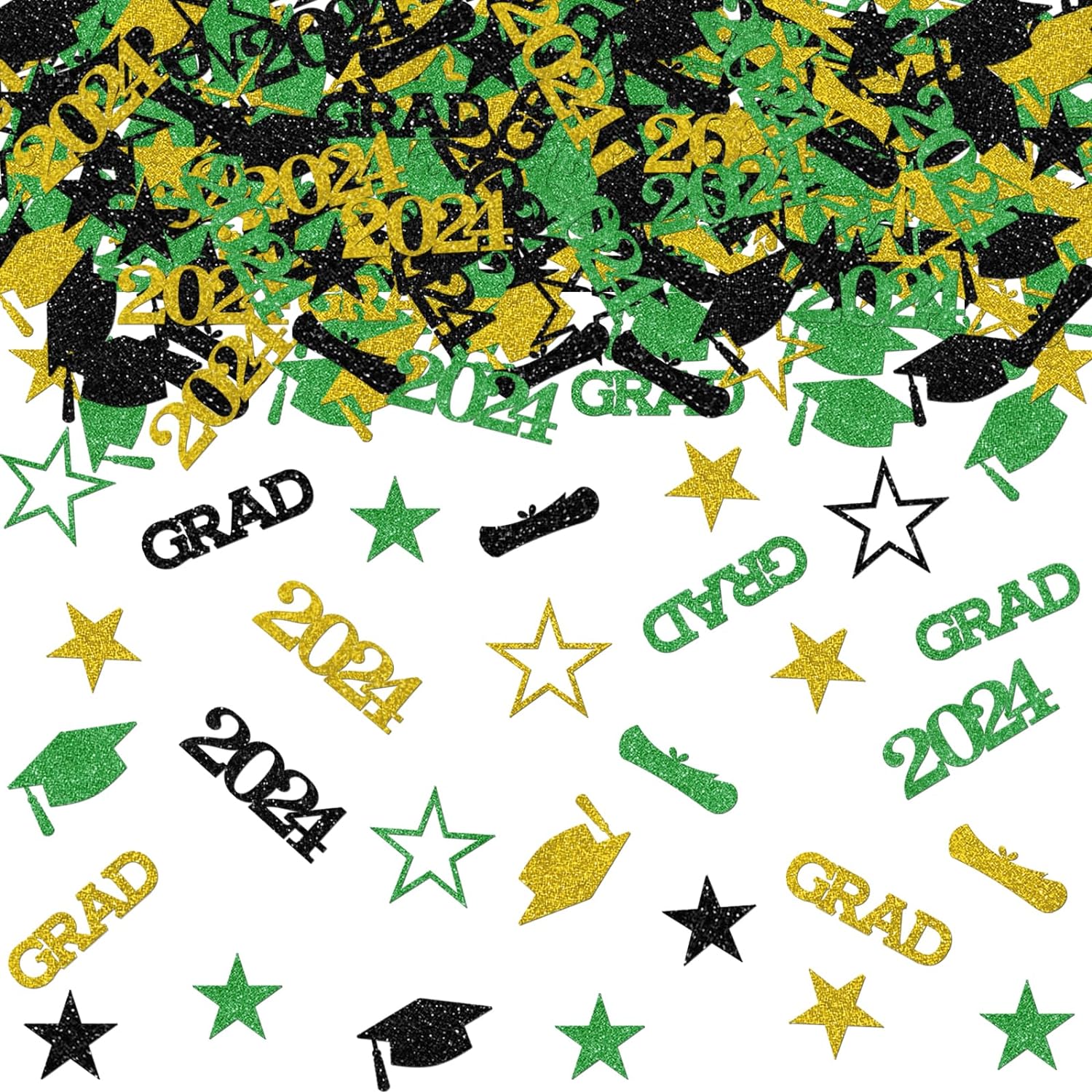 2024 Graduation Confetti Green - 200pcs Congrats Grad Graduation ...