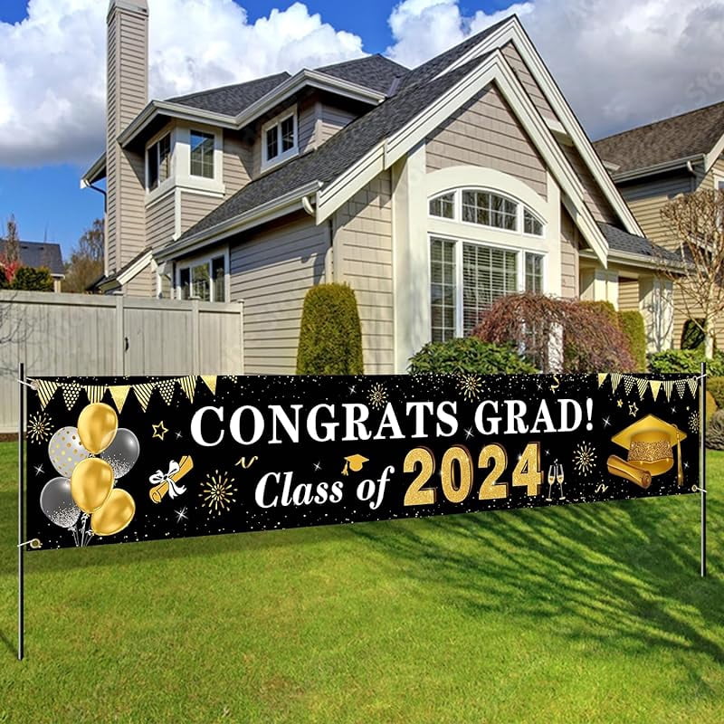 2024 Graduation Decorations Congrats Grad Class of 2024 Banner - Blue ...