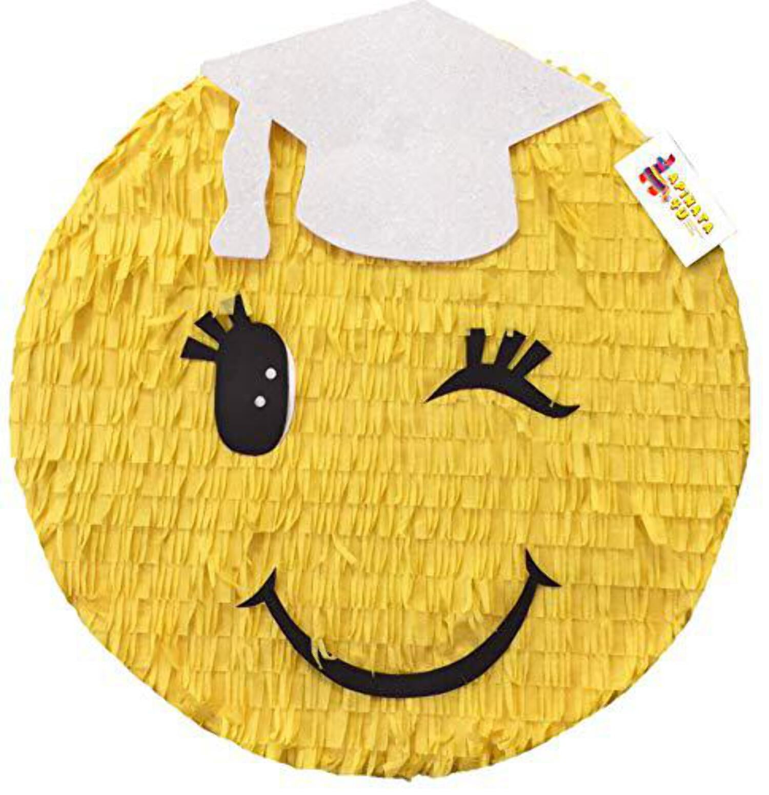 2024 Graduation Emoticon Pinata White Cap 16" Congrats Grad You Did It ...