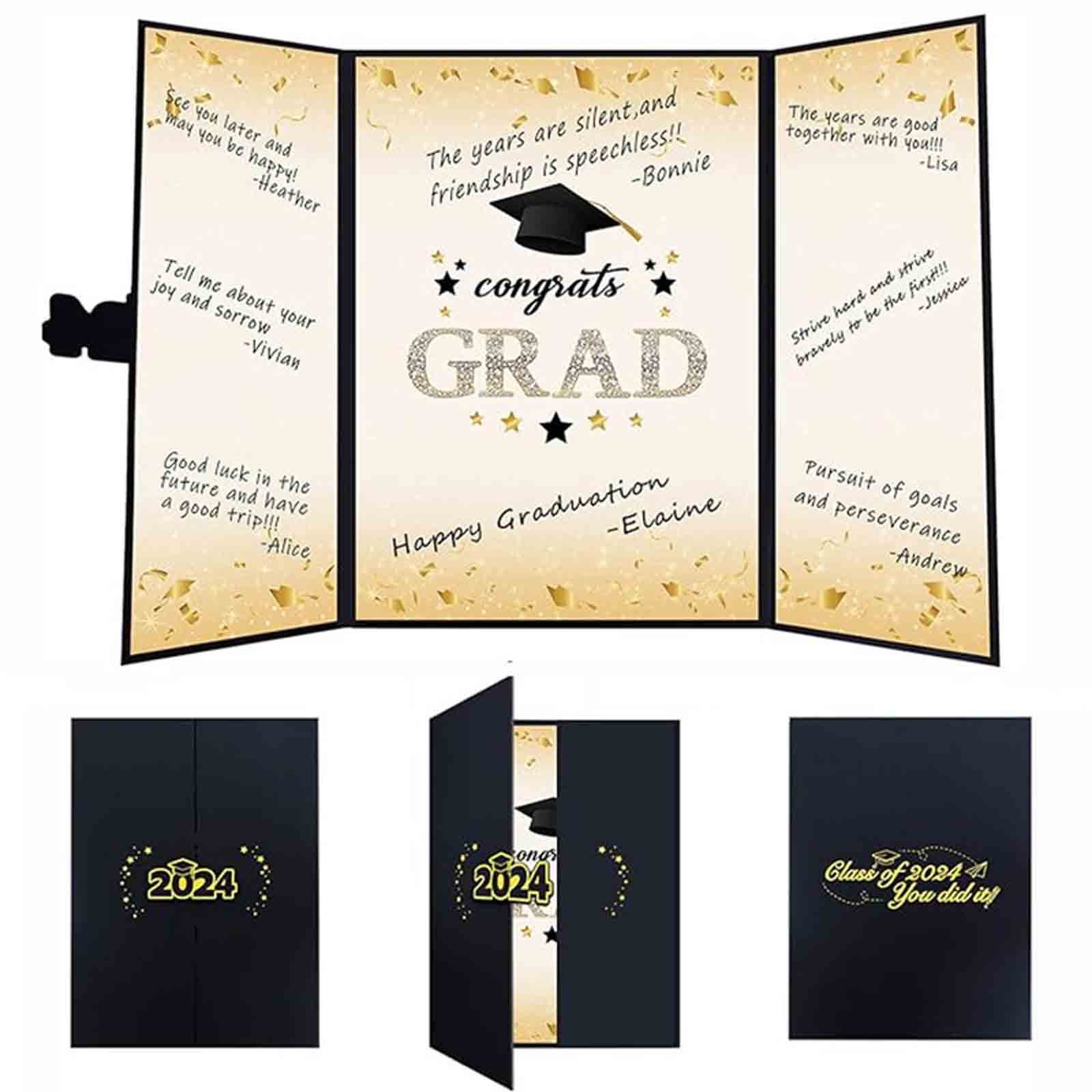 2024 Graduation Guest Book Alternative, Black Gold Class of 2024 ...