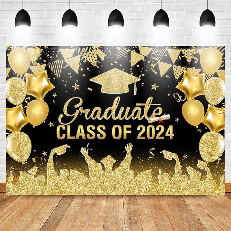 2024 Graduation Party Backdrop Royal Blue and Silver Class of 2024 ...