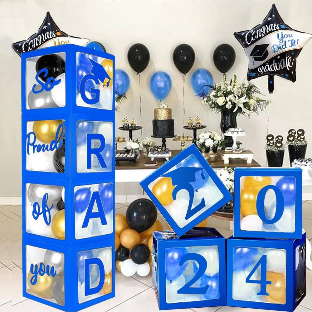 2024 Graduation Party Decoration Black Balloon Boxes with Letters 2024 ...