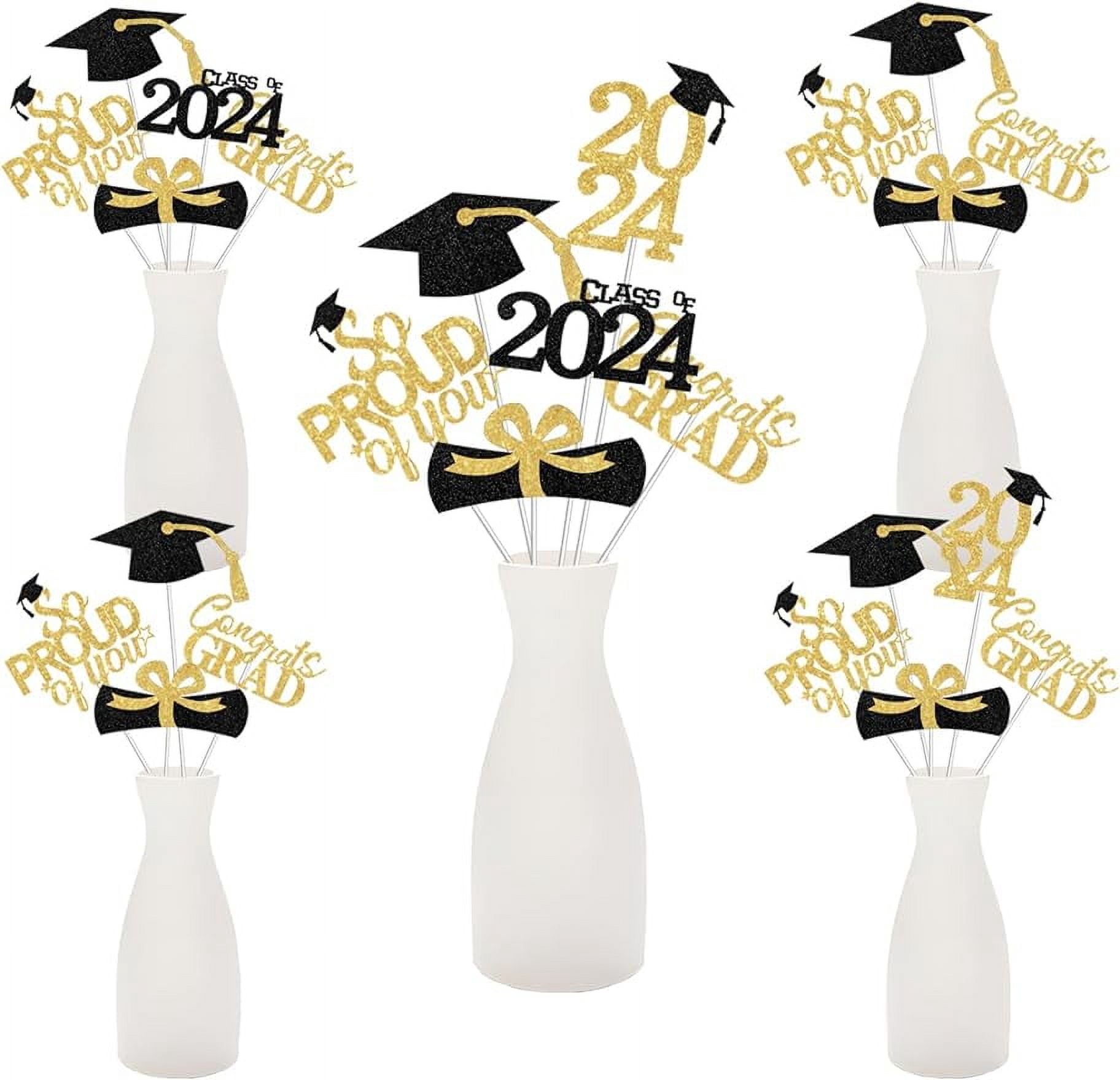 2024 Graduation Party Decorations - 27 Pcs Gold Black Theme Graduation ...
