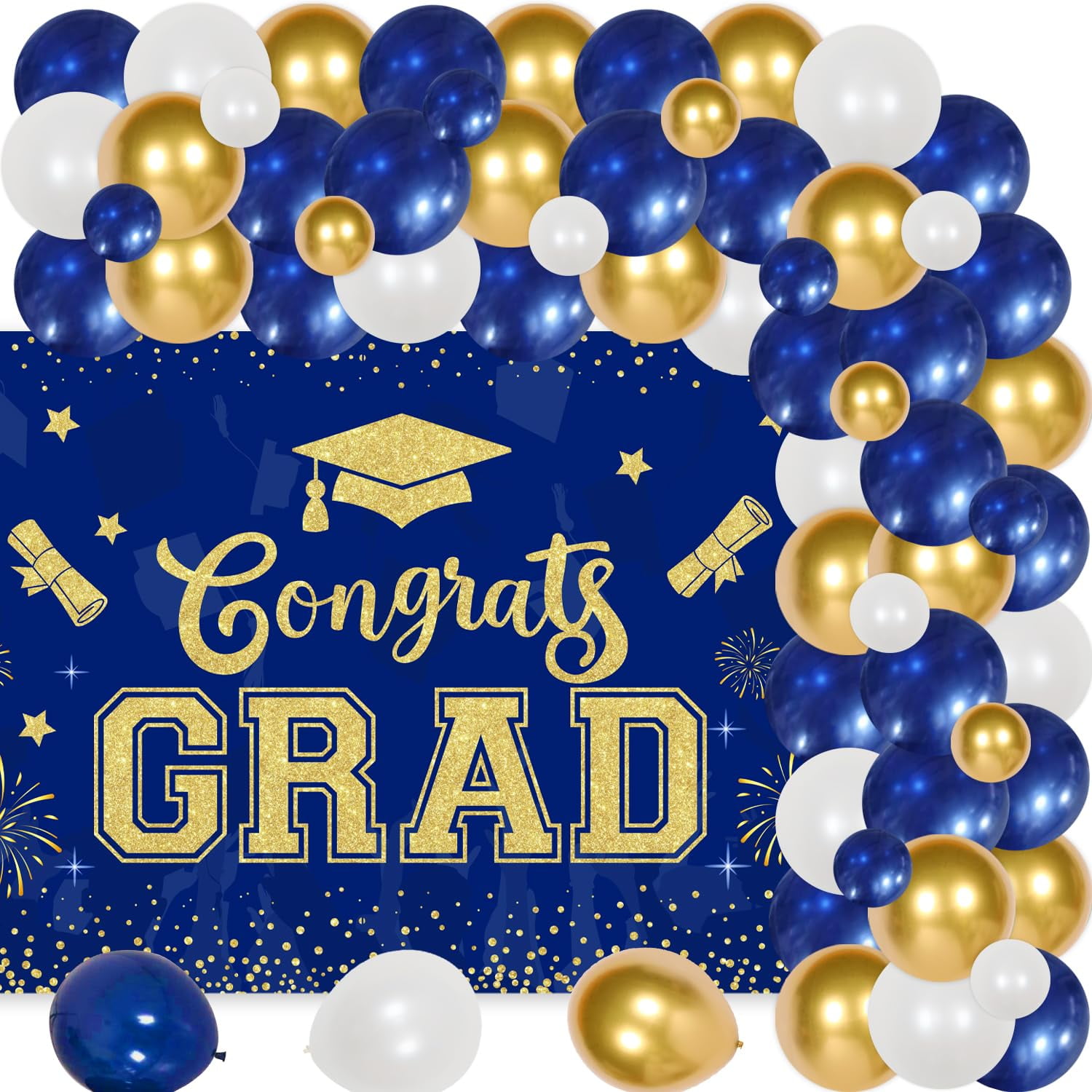 2024 Graduation Party Decorations Blue and Gold - Congrats Grad Diploma ...