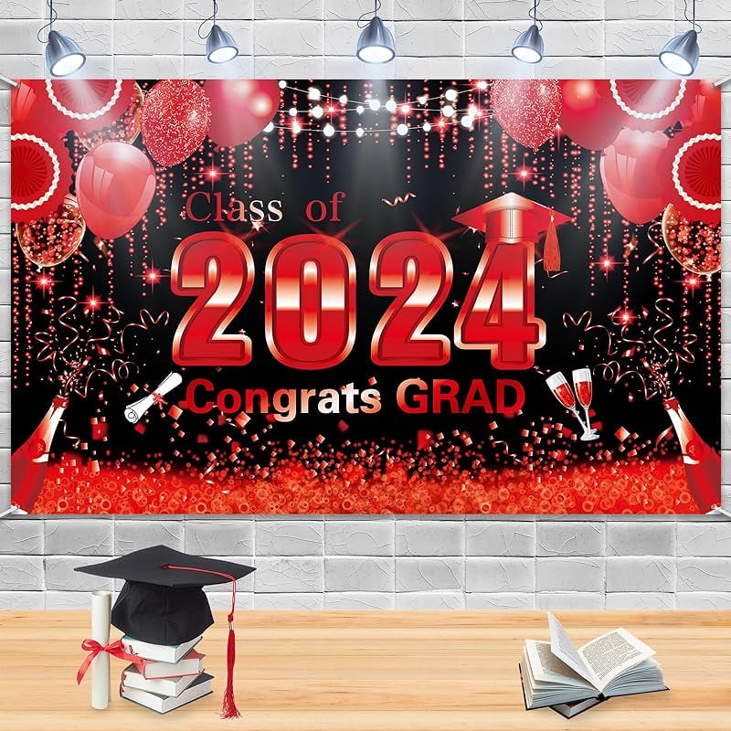 2024 Graduation Party Plastic Backdrop Large Class of 2024 Decorations ...
