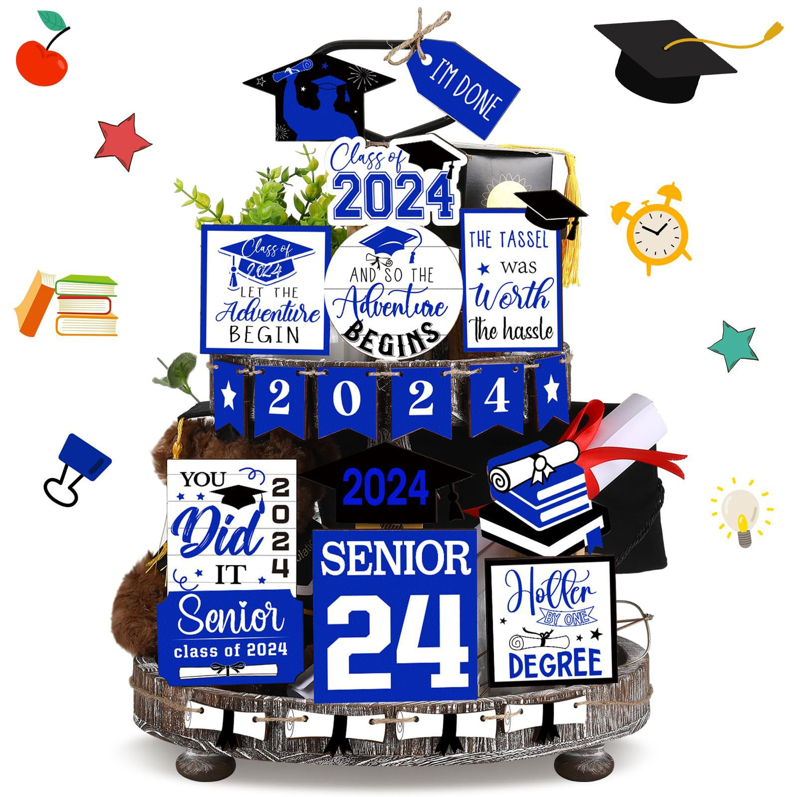 2024 Graduation Tiered Tray Decorations Class Of 2024 Graduation Table ...