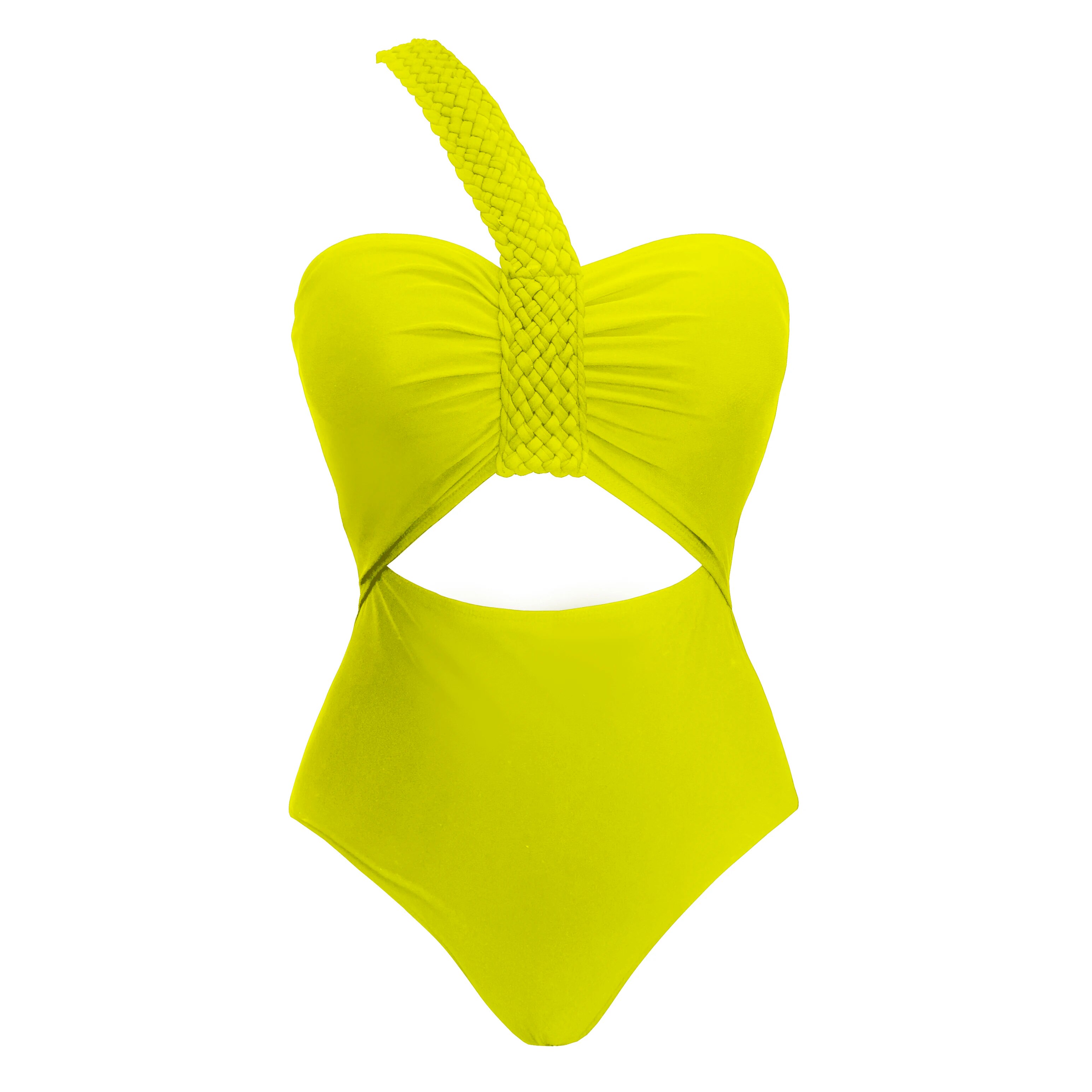 2024 Green Braid One Piece Swimsuit and Skirt Swimwear Women Cut Out ...