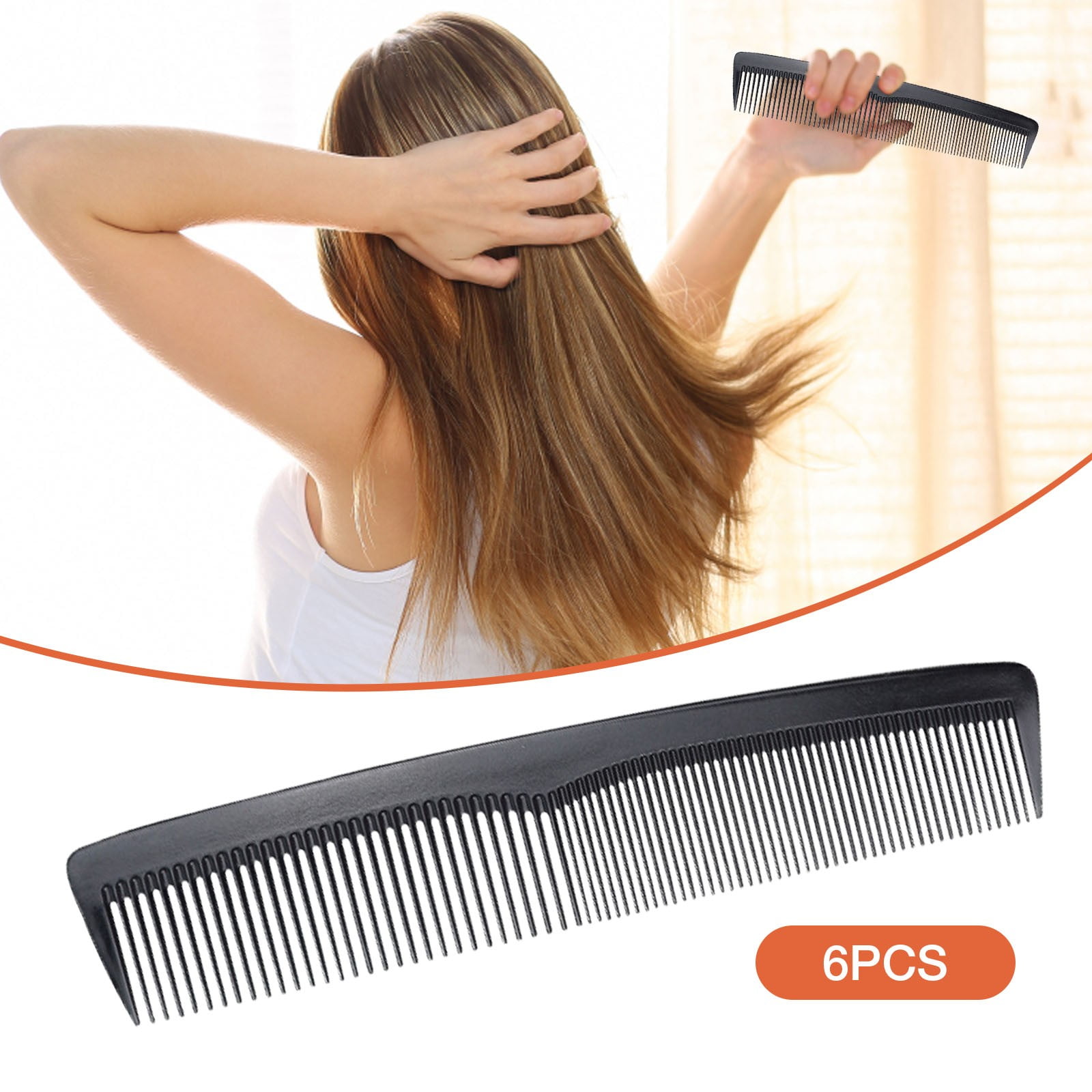 2024 Hair Dressing Table Coarse/Fine Hair Comb Set Black 8 Inch (6 Pack ...