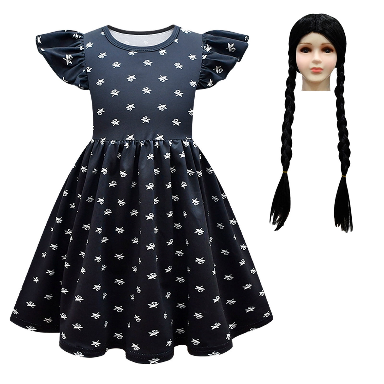 2024 Halloween Wednesday Addams Cosplay Costume Dress,Addams Family ...