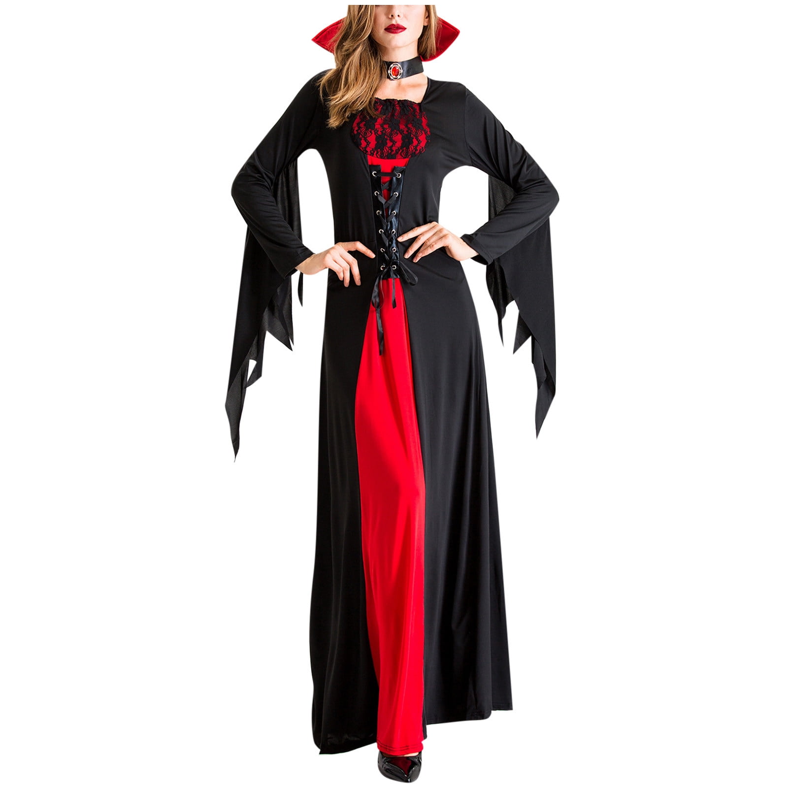 2024 Hot New Cloak Vampire Maxi Dress for Women Criss Lace Up Waist ...