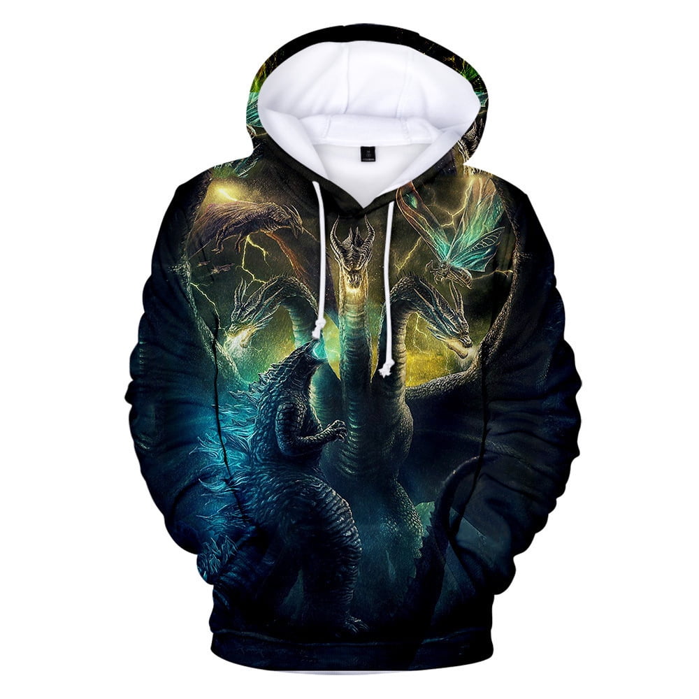 2024 Hot new 3D hoodie Godzilla, the same dinosaur, the trend of men ...
