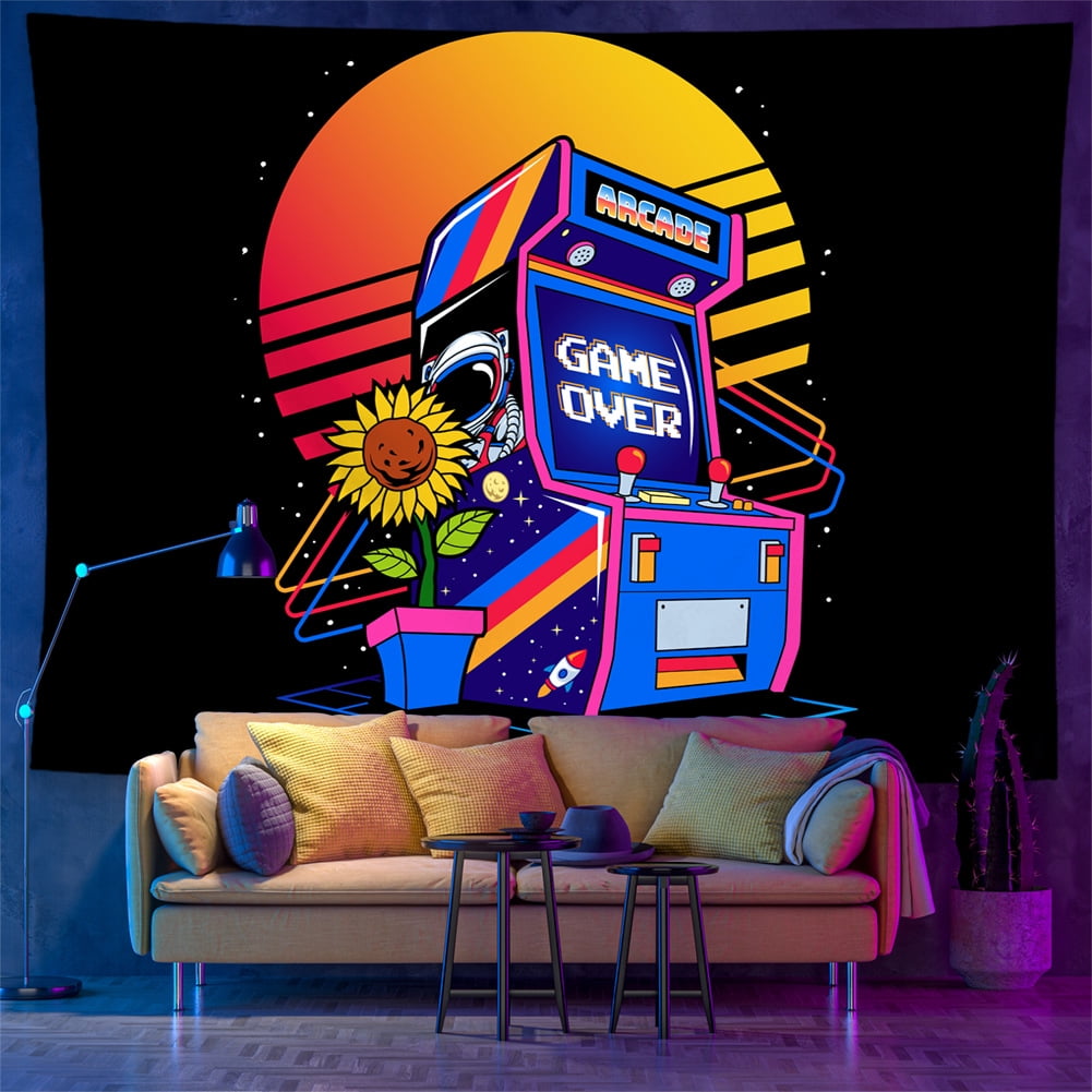 2024 Hot new UV fluorescent arcade tapestry, game console handle light ...