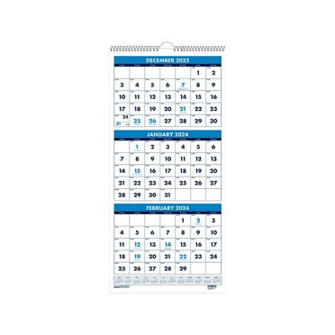 House of Doolittle 2024 Large Numeral Three-Month Wall Calendar, 12.25 ...
