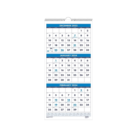 House of Doolittle 2024 Large Numeral Three-Month Wall Calendar, 12.25 ...