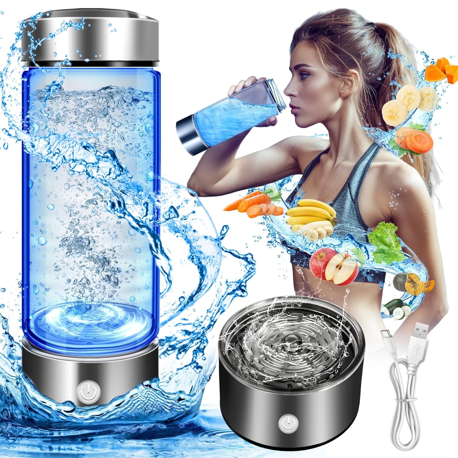 2024 Hydrogen Water Bottle, Hydrogen Water Bottle Generator, 3Min Quick Electrolysis, Suitable ...