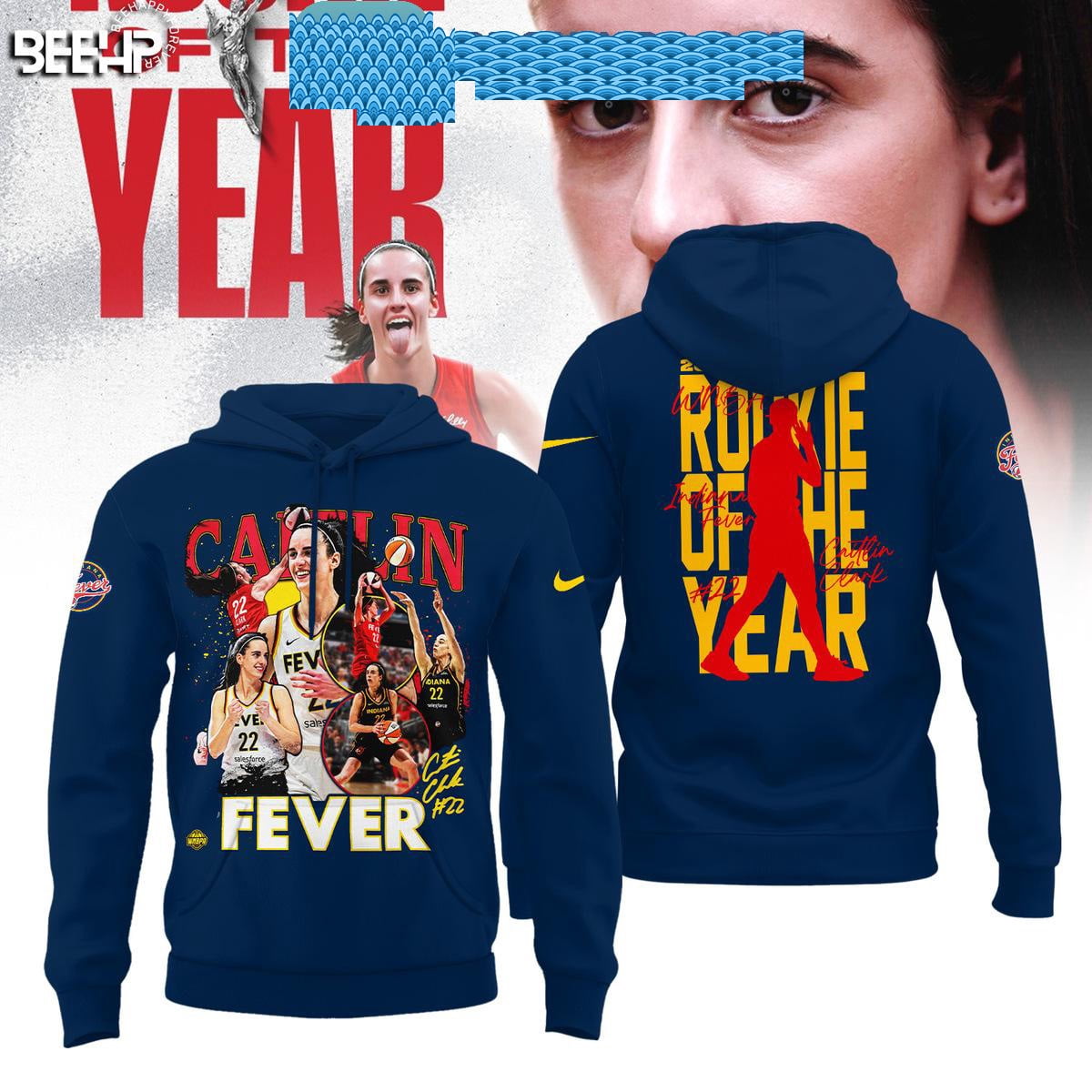 2024 Indiana Fever Caitlin Clark 2024 WNBA Rookie Of The Year Hoodie T ...