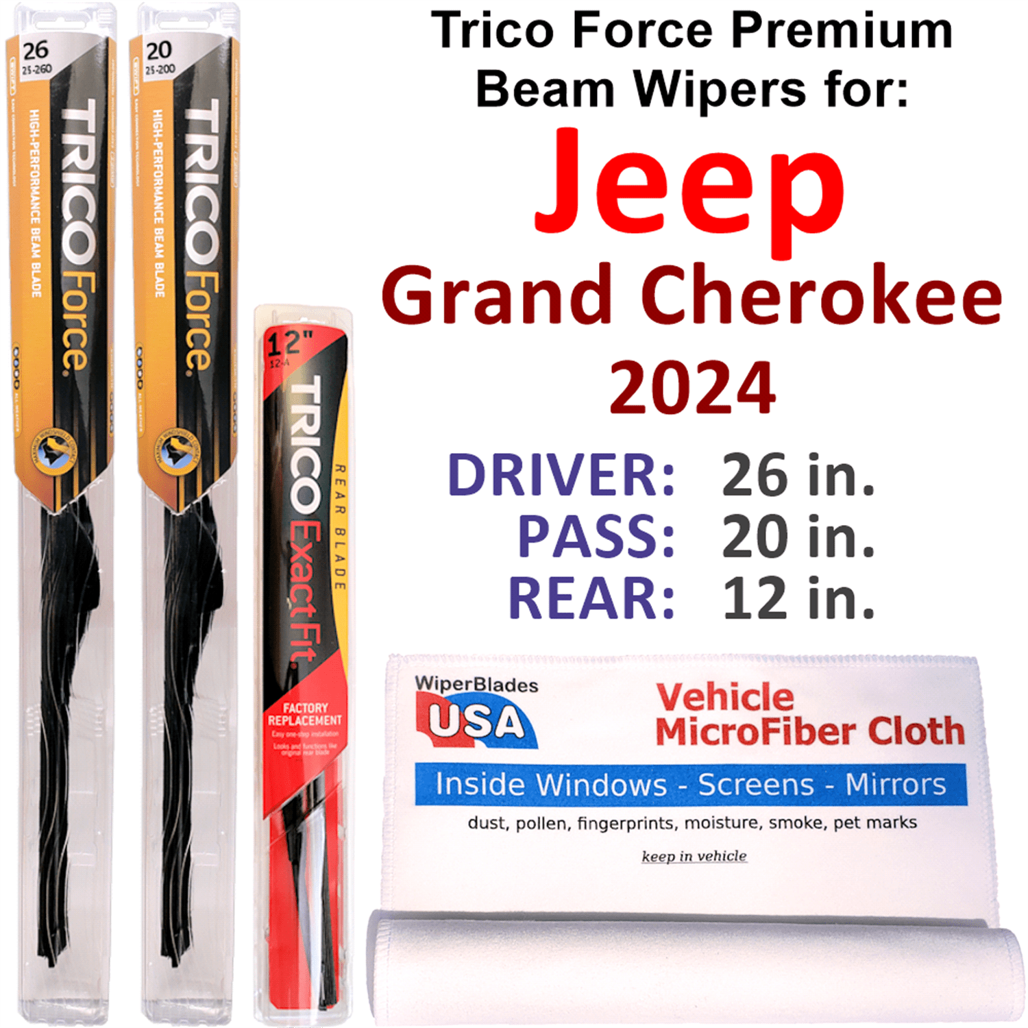 2024 Jeep Grand Cherokee Performance Beam Wipers (Set of 3) w/Rear Wiper - Walmart.com