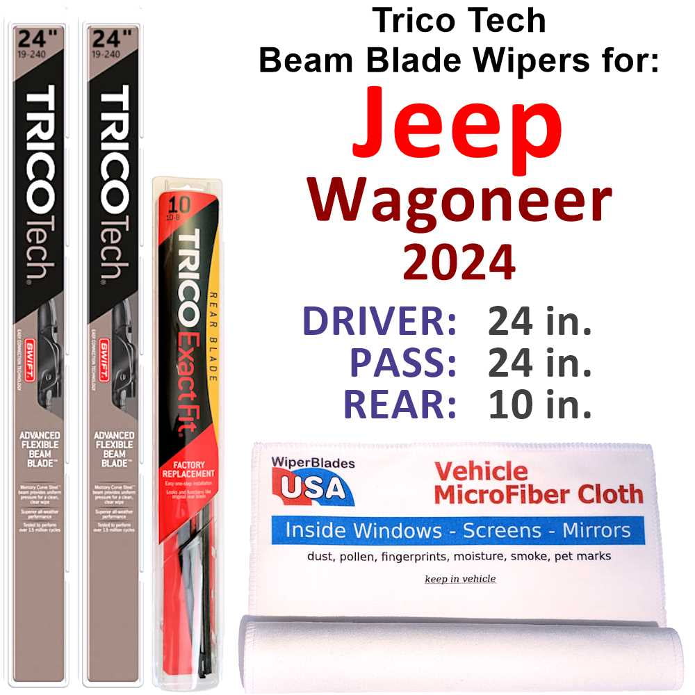2024 Jeep Wagoneer Beam Blade Wipers (Set of 3) w/Rear Wiper - Walmart.com