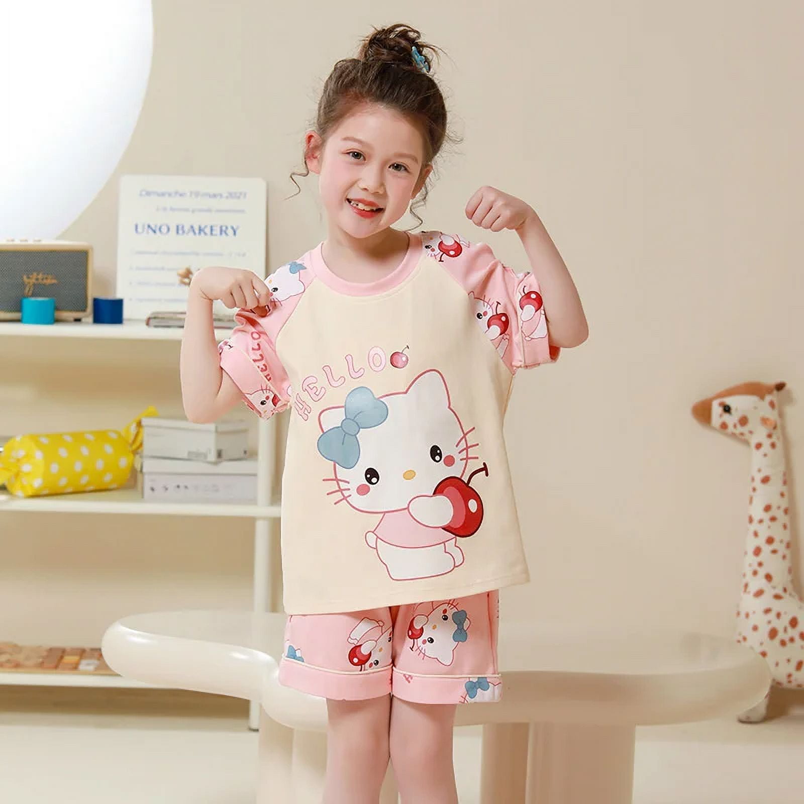 2024 Kawaii My Melody Cinnamoroll Children Pajama Sets Girl Short ...