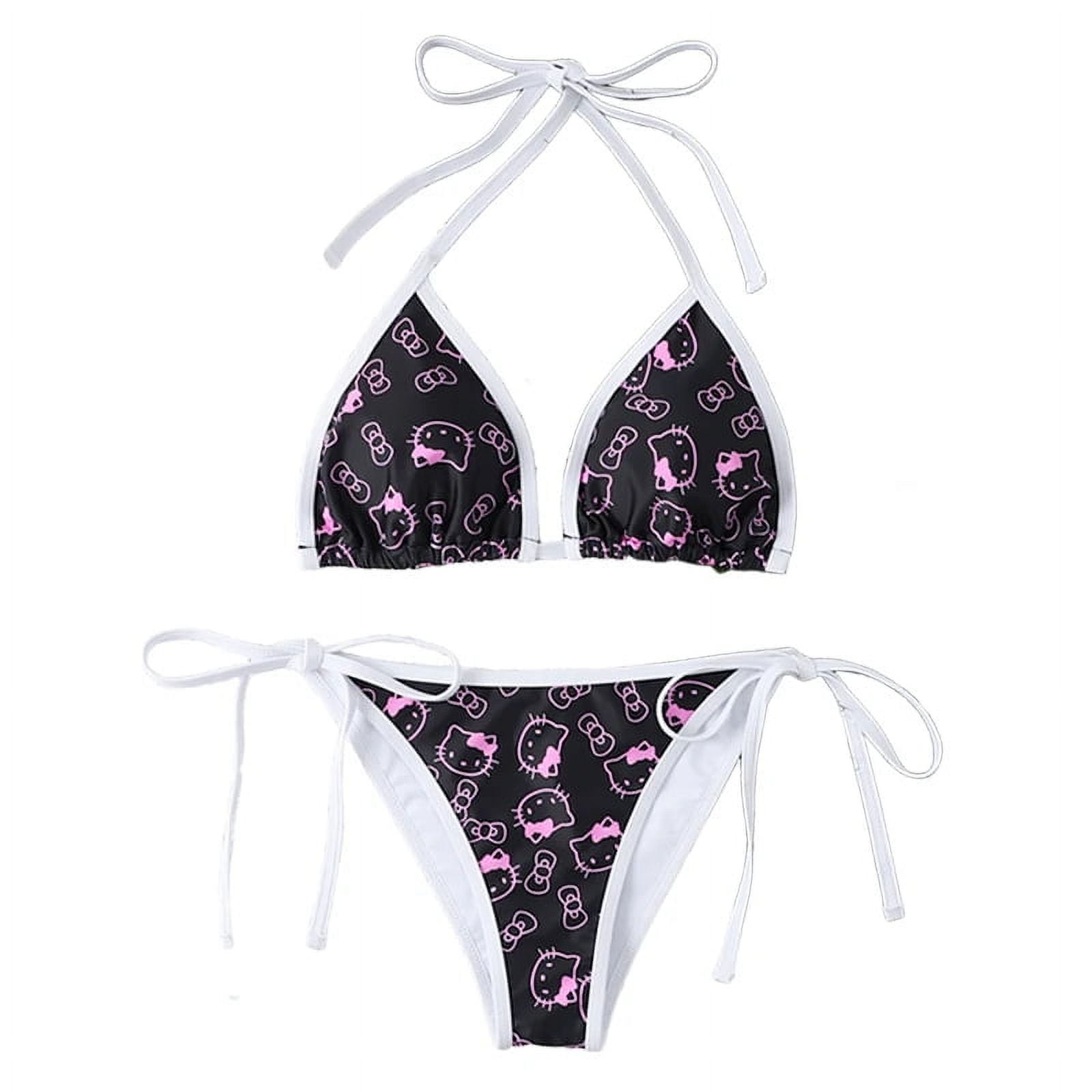 2024 LIN Sanrio Cute Cartoon Kawaii Hello Kitty Bikini Set Y2k Anime ...