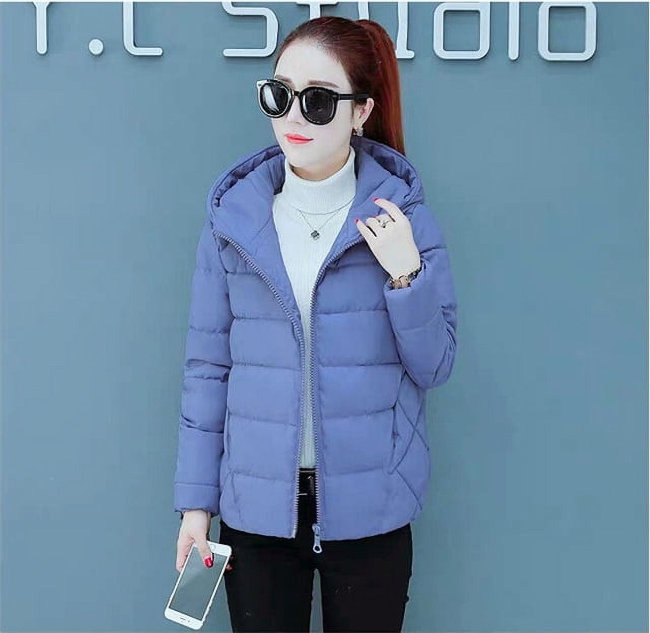 2024 Ladies Cotton-Padded Jacket Autumn Winter Wild Hooded Down Coat ...