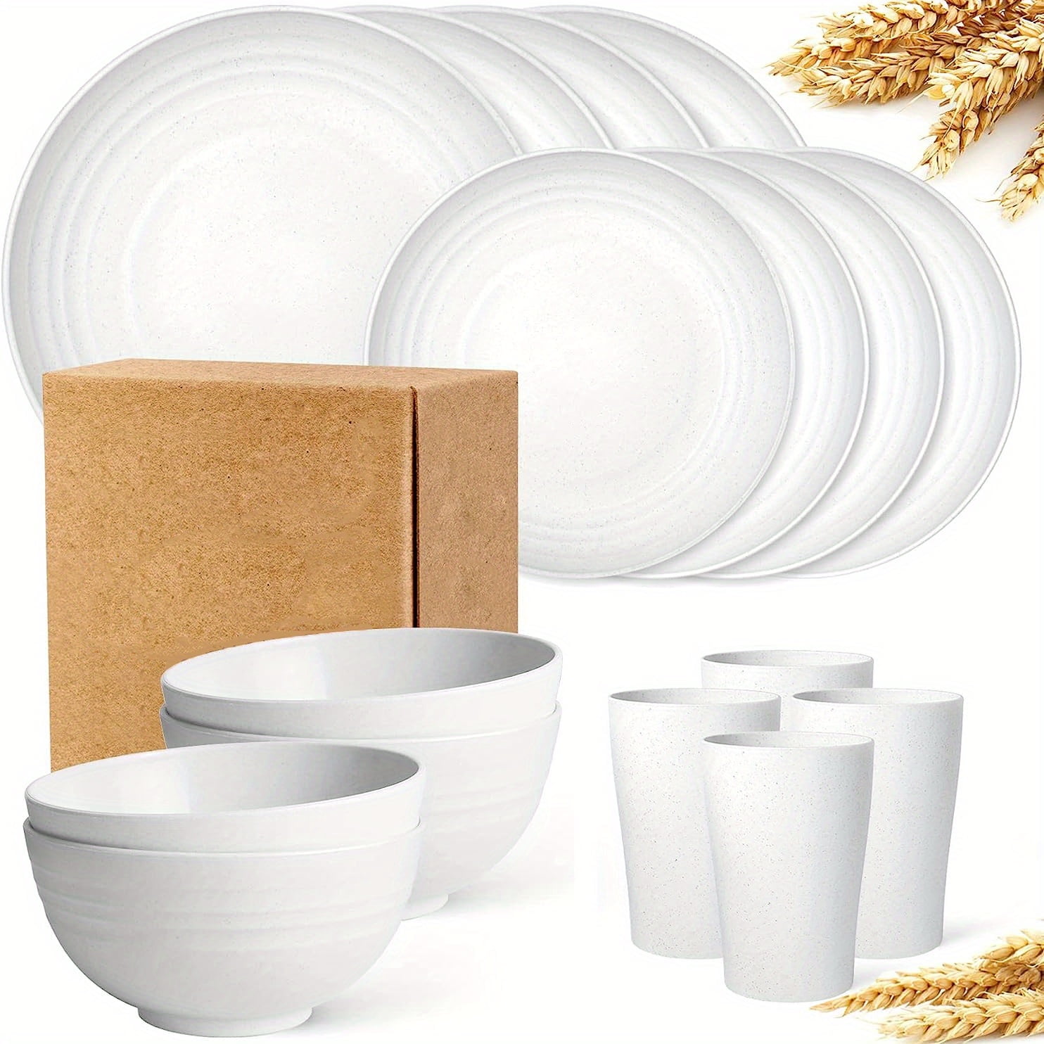 2024 Latest Hot 16pcs Unbreakable Dinnerware Set: Wheat Straw Plates ...