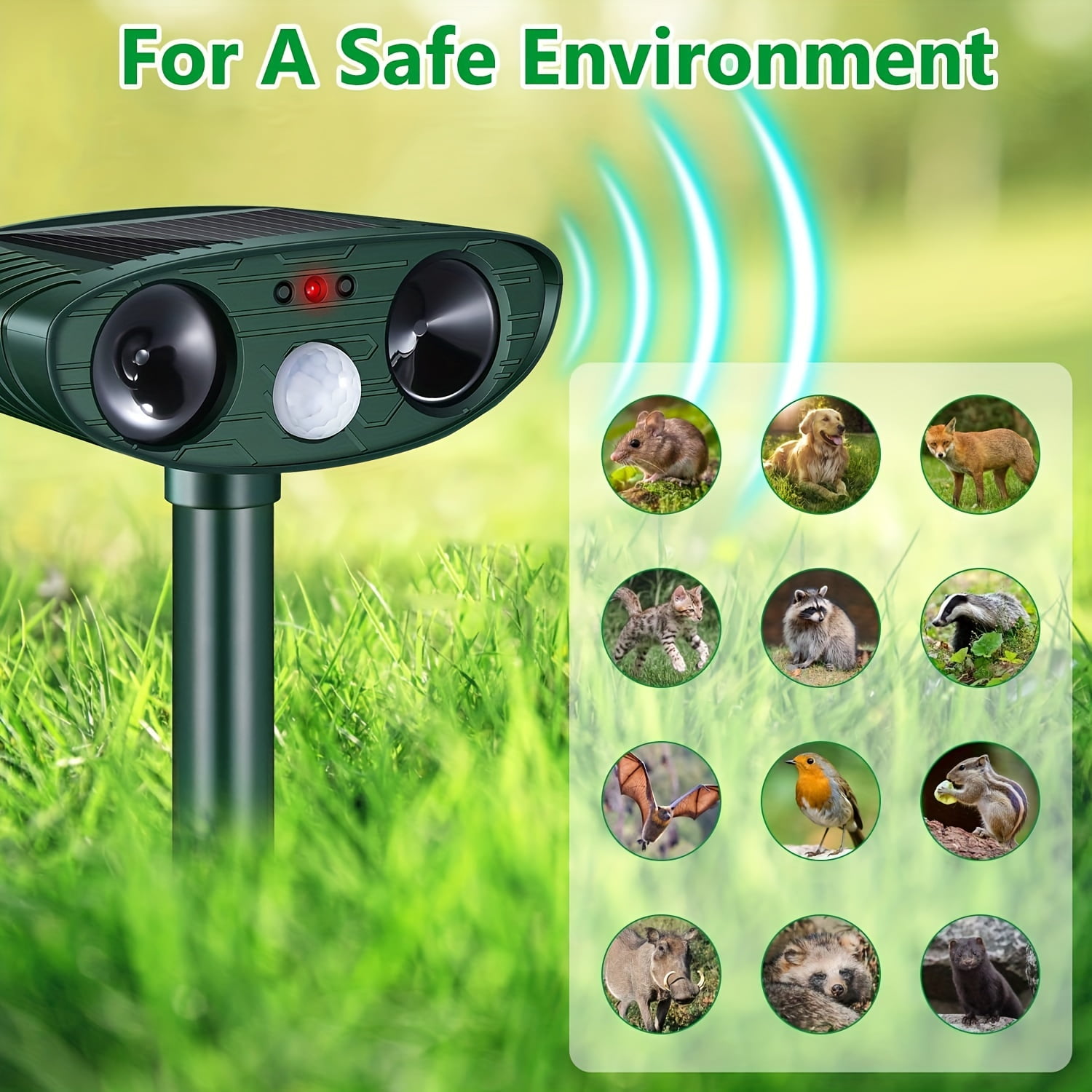 2024 Latest Hot Animal Repellent Solar Animal Repeller Ultrasonic ...