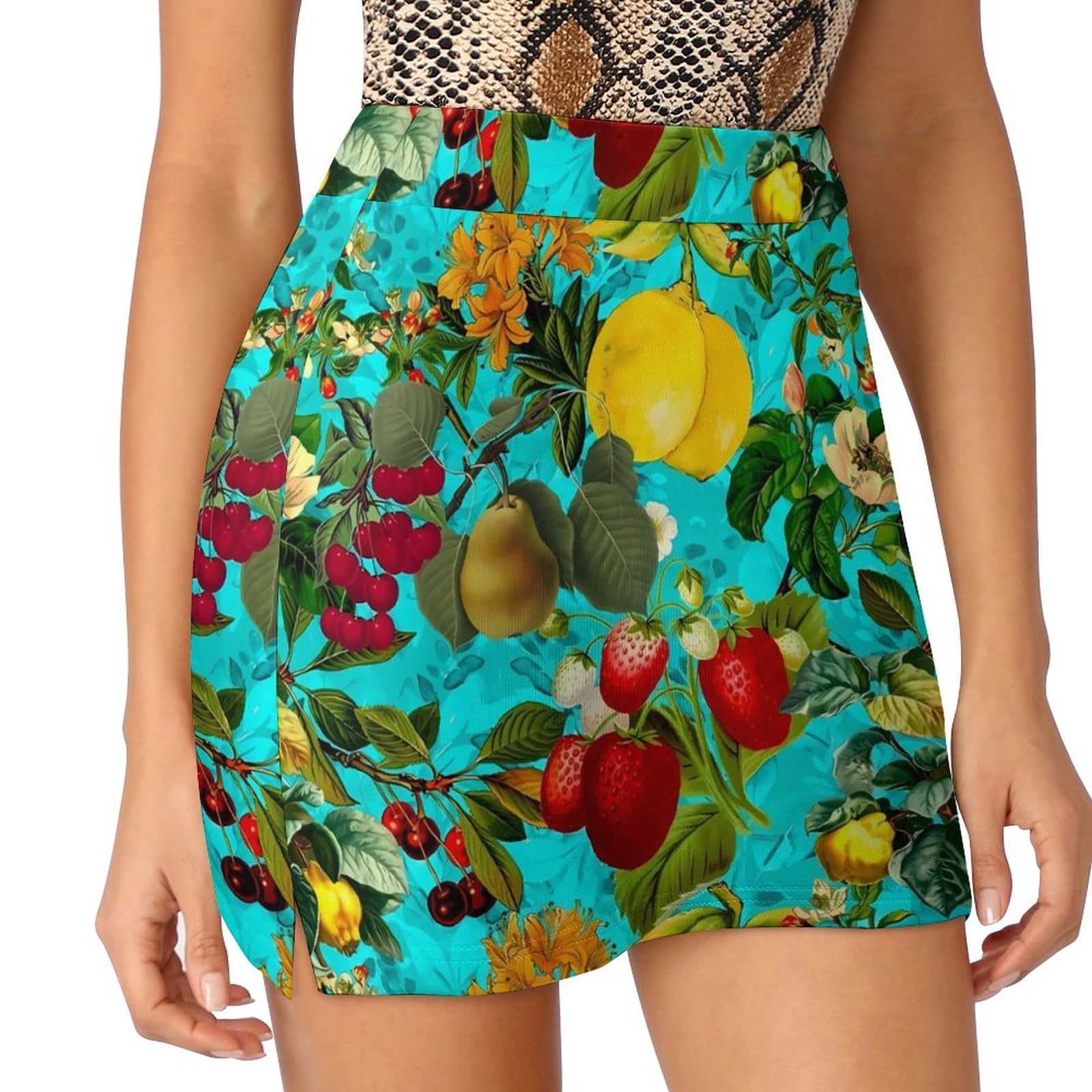 2024 Lemon Fruit Print Skirt Summer Vintage Style Streetwear Casual A ...